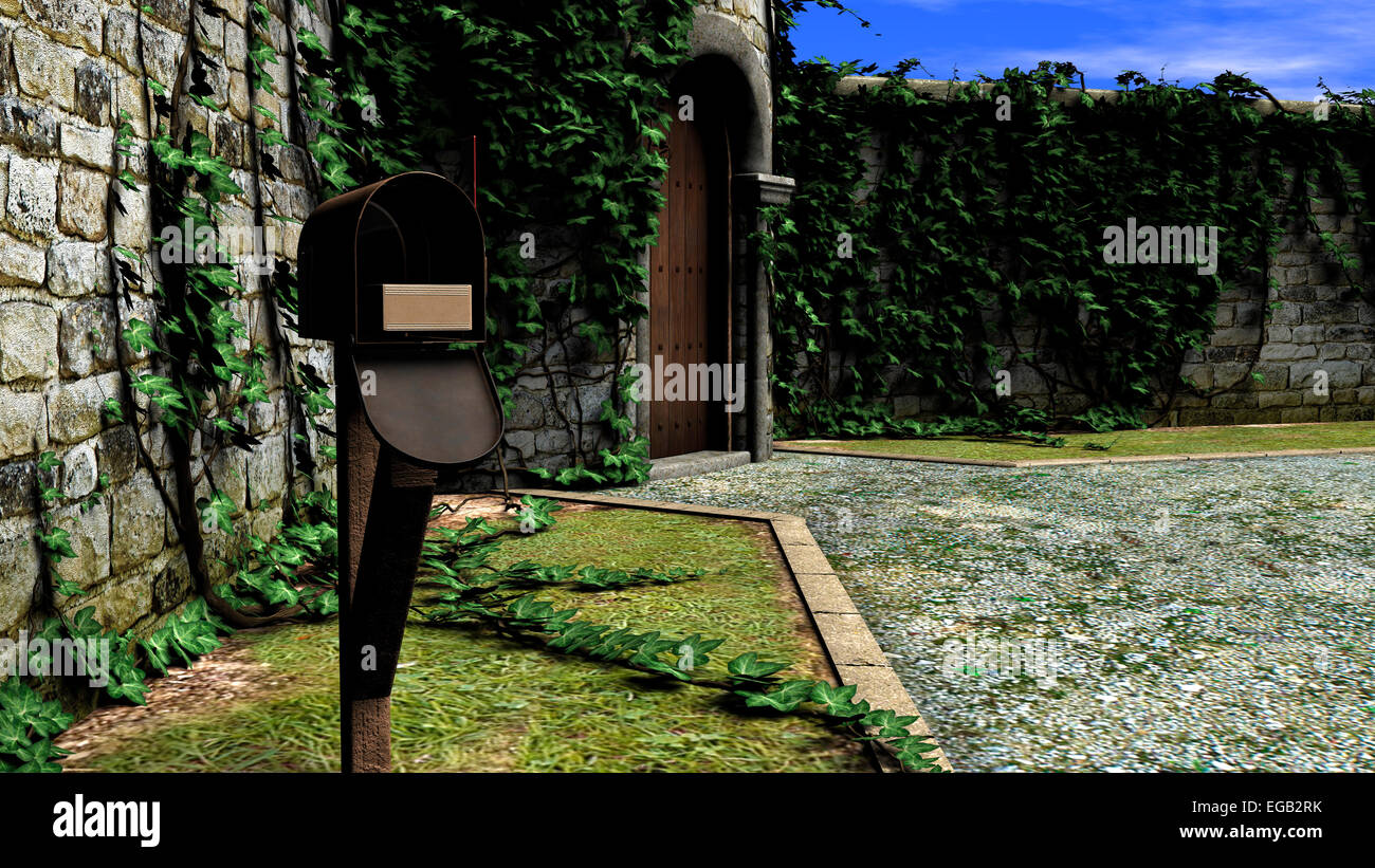 Old post box in front of a traditional house at daylight Stock Photo ...