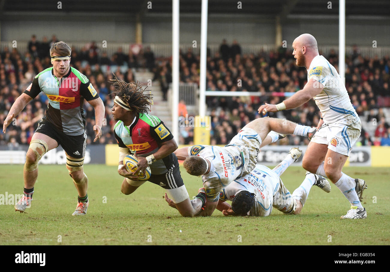 London, UK. 21st Feb, 2015. Aviva Premiership. Harlequins versus Exeter ...