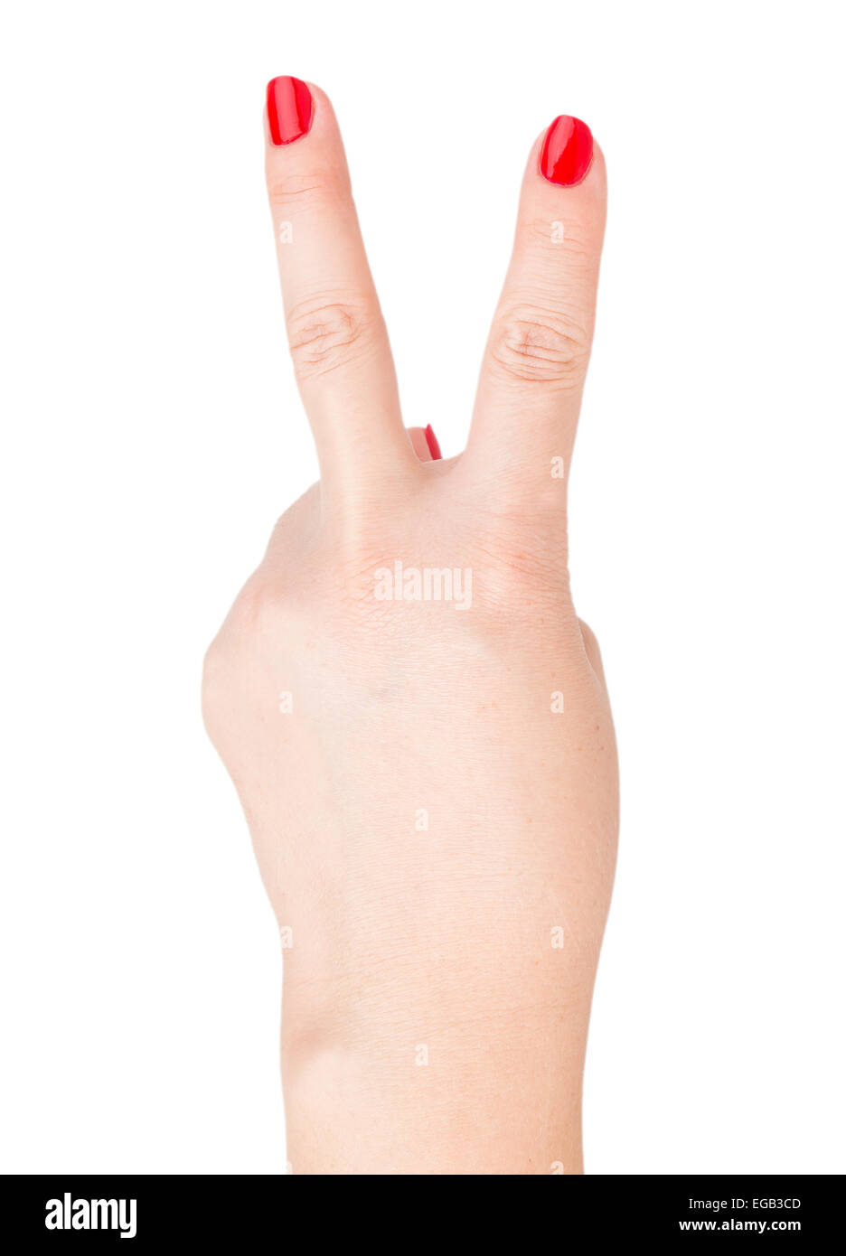 Female hand two fingers isolated on white background Stock Photo - Alamy