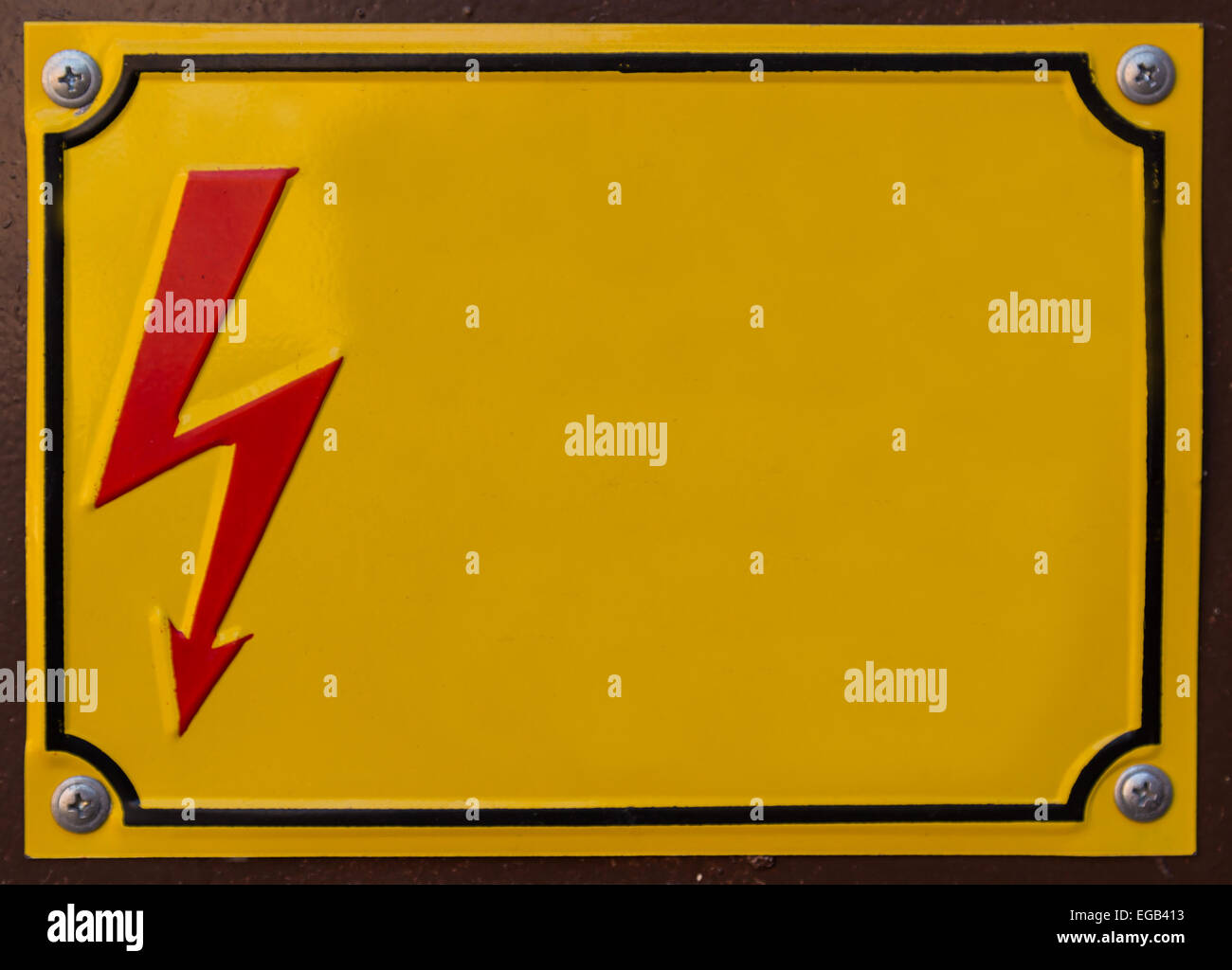 danger sign red lightning on a yellow background Stock Photo - Alamy