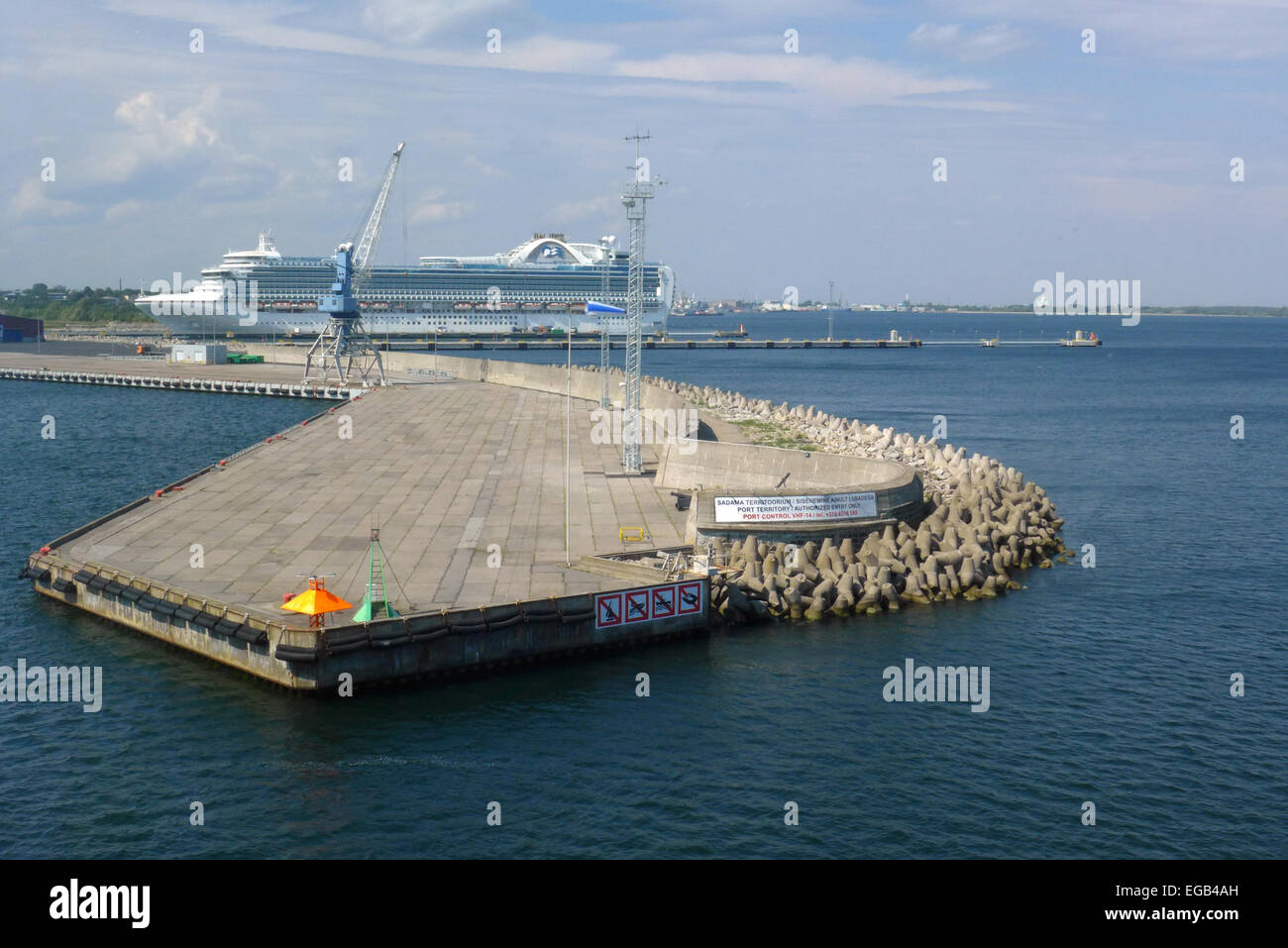 The entrance to Old City Harbor at Tallinn Estonia , a cruise ship in ...
