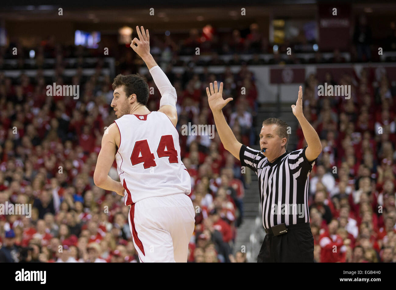 February 21, 2015: Wisconsin Badgers forward Frank Kaminsky #44 runs ...