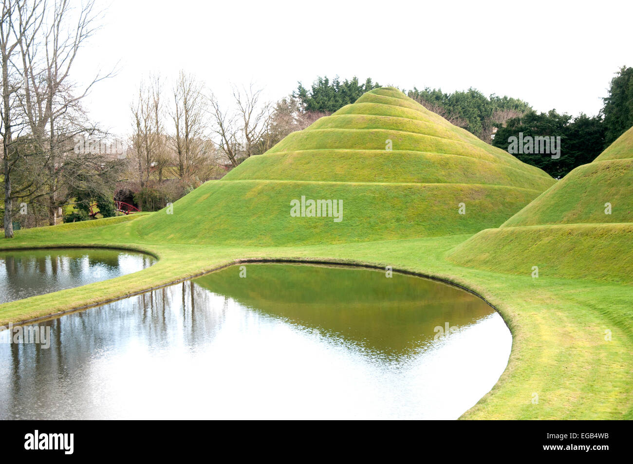 Charles Jenck's garden of cosmic speculation. The snail mound refected ...