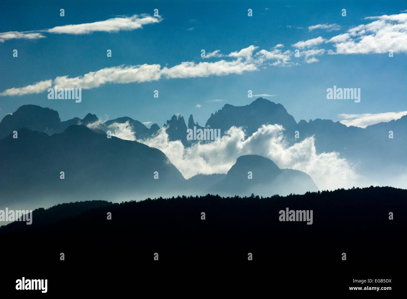 Dolomite mountain peaks in the fog hi-res stock photography and images ...