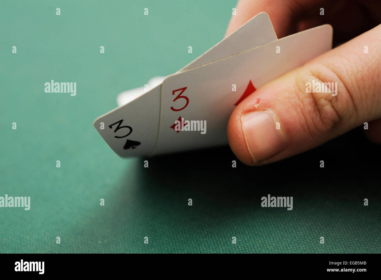 Playing Cards Pair of 3's Stock Photo - Alamy