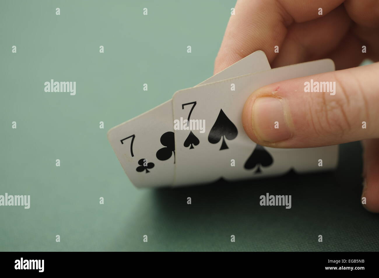 Playing Cards Pair of Sevens Stock Photo - Alamy