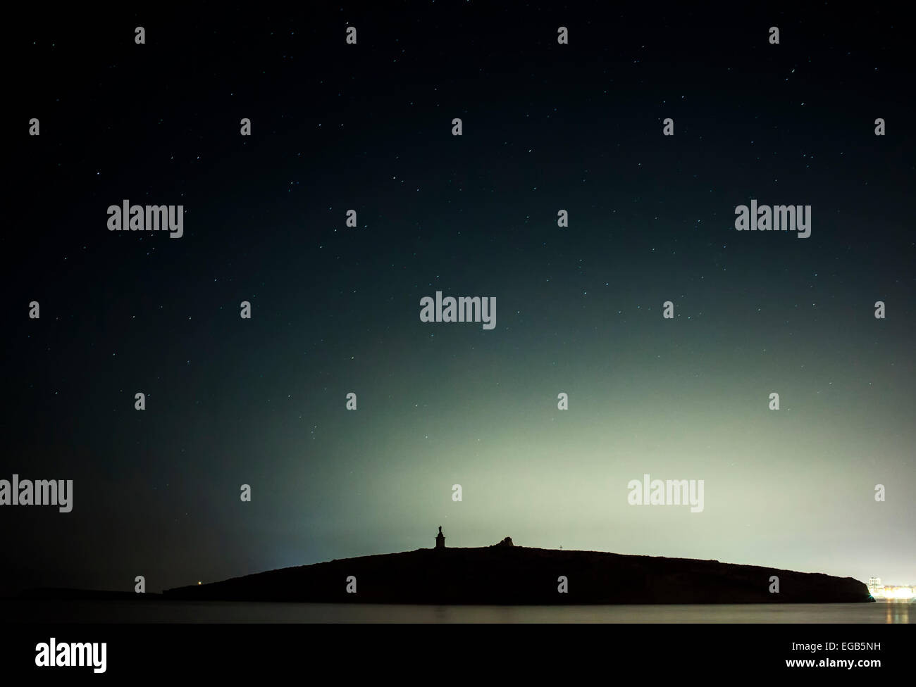Light pollution silhouettes St. Paul's Islands in Malta Stock Photo - Alamy
