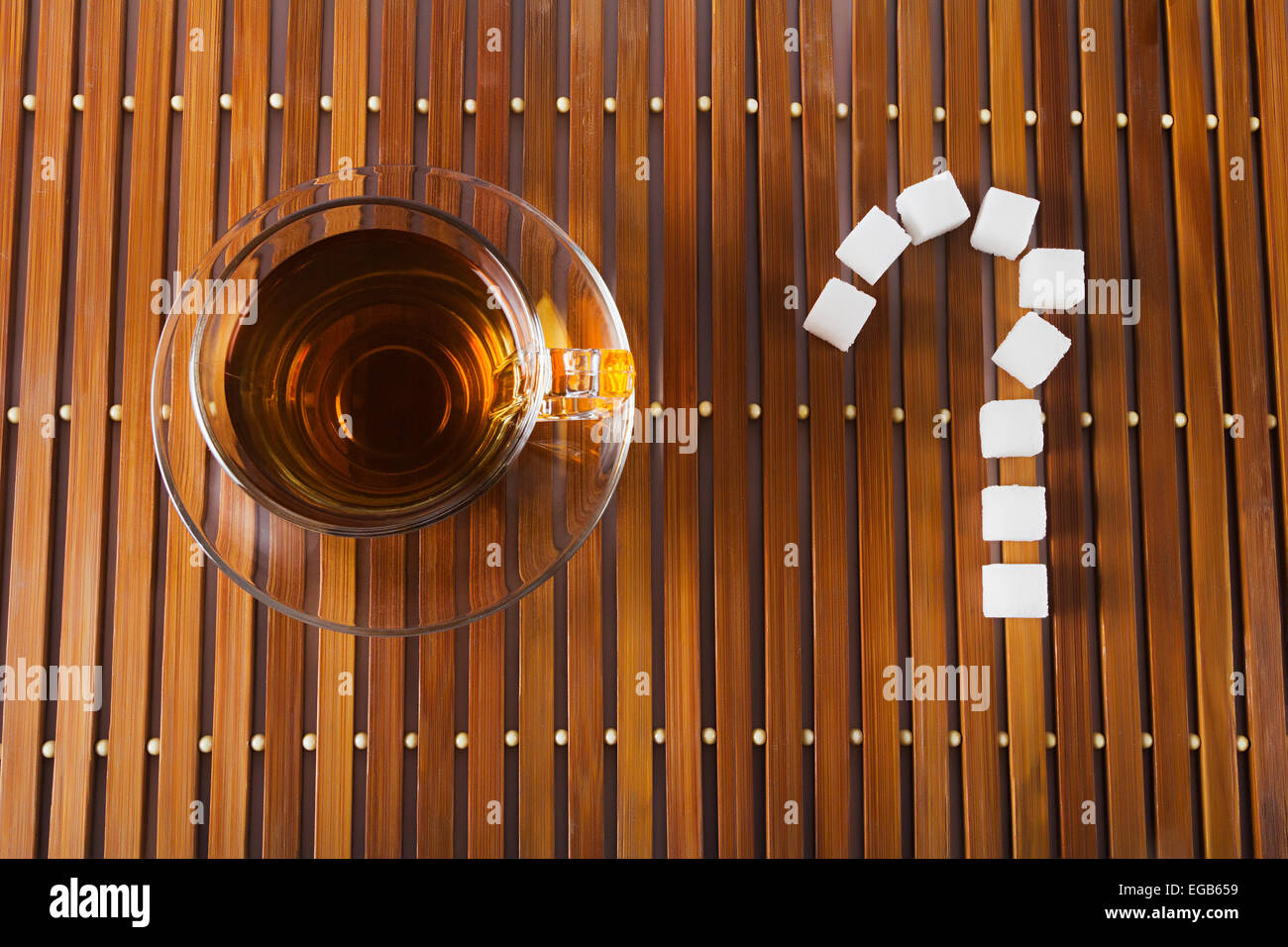 Tea Cup Beverage Sugar Cube Question mark Nobody Stock Photo - Alamy