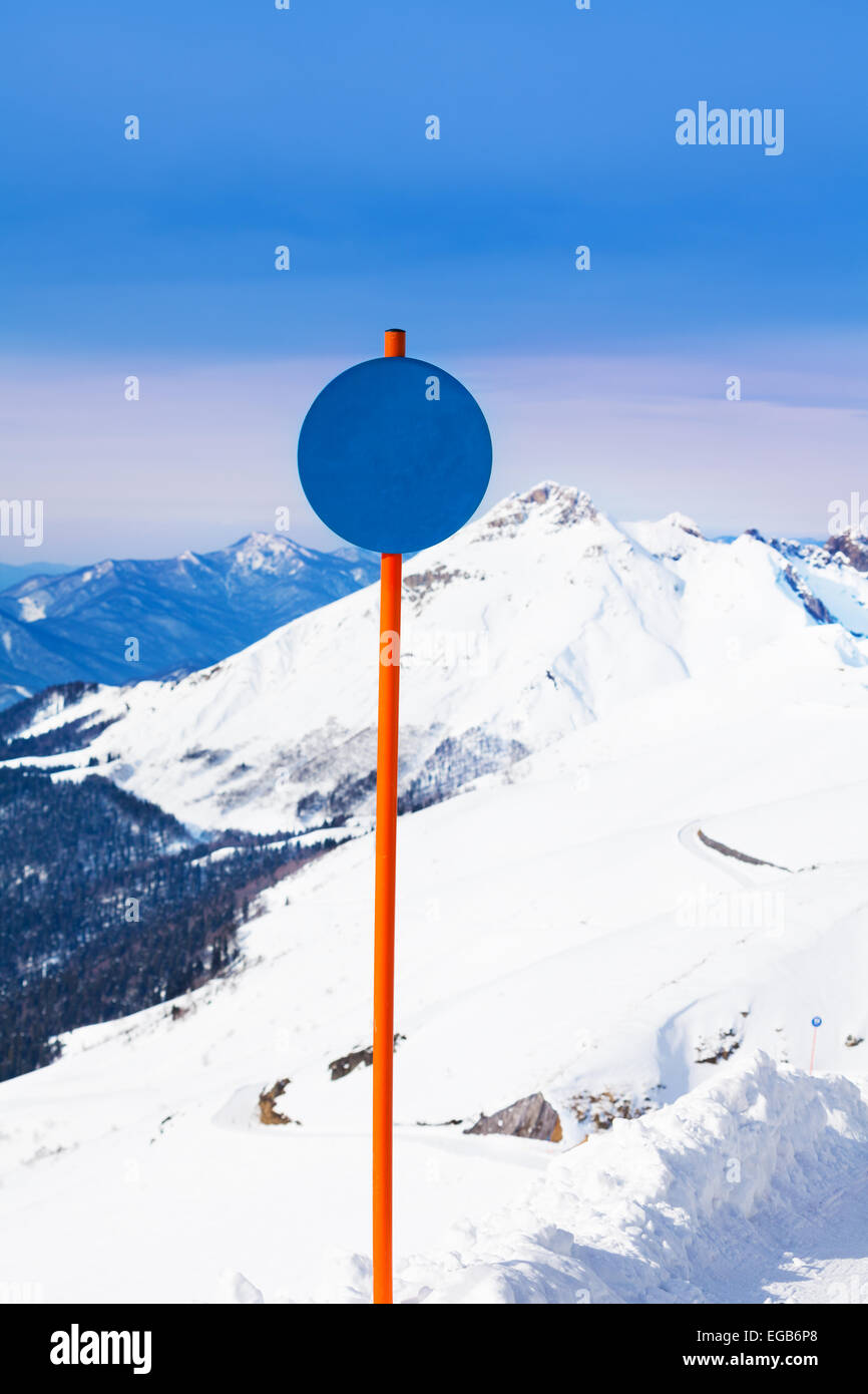 Round shaped attention sign on mountain landscape Stock Photo - Alamy