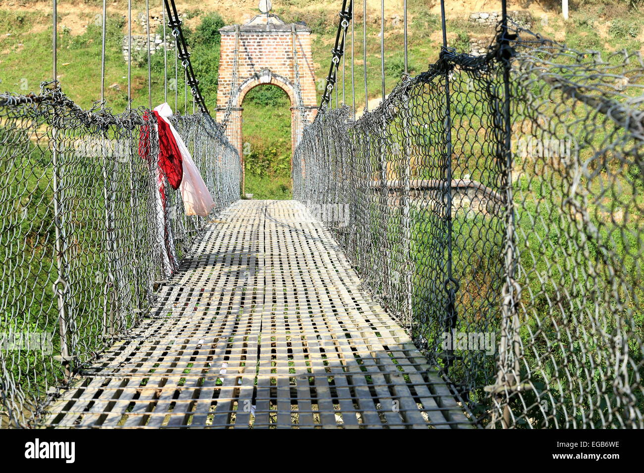Modern metallic bridge over the Punyamati river linking the main road ...