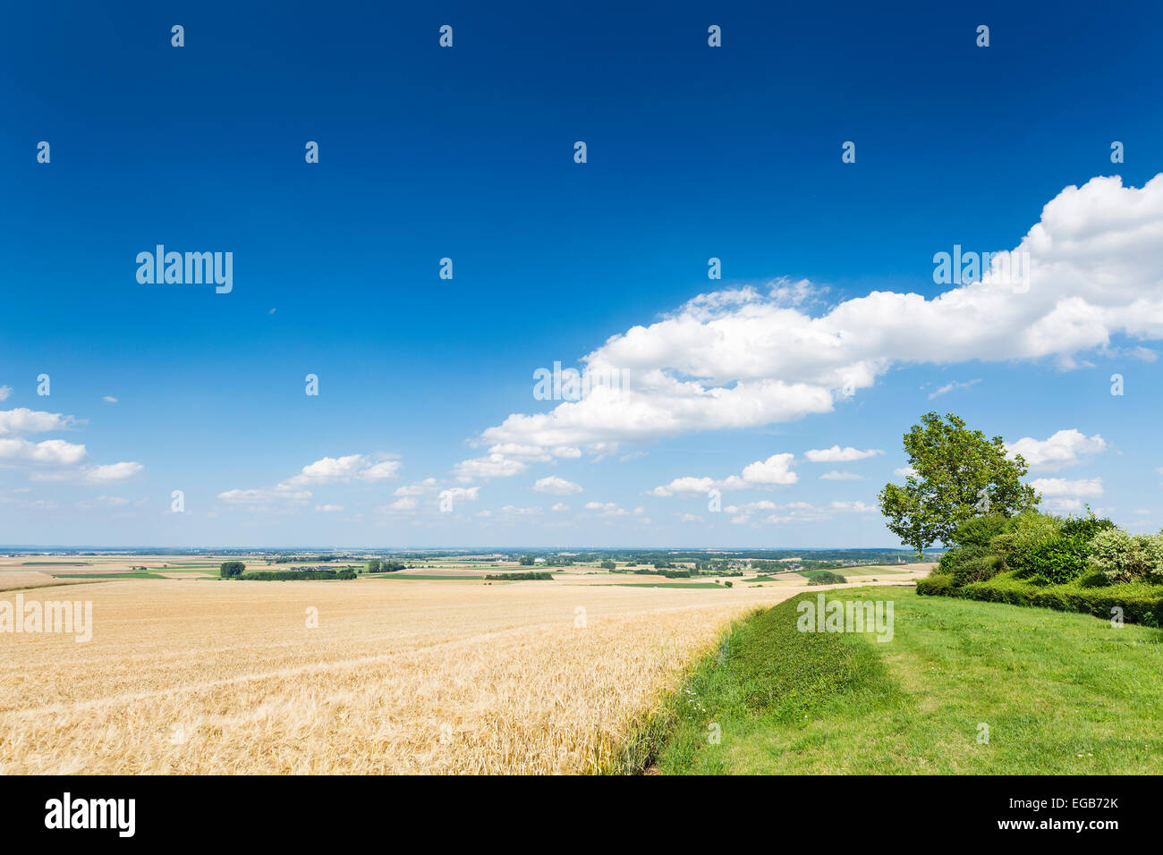 Beautiful landscape in the North Eifel in Germany, with view down to ...