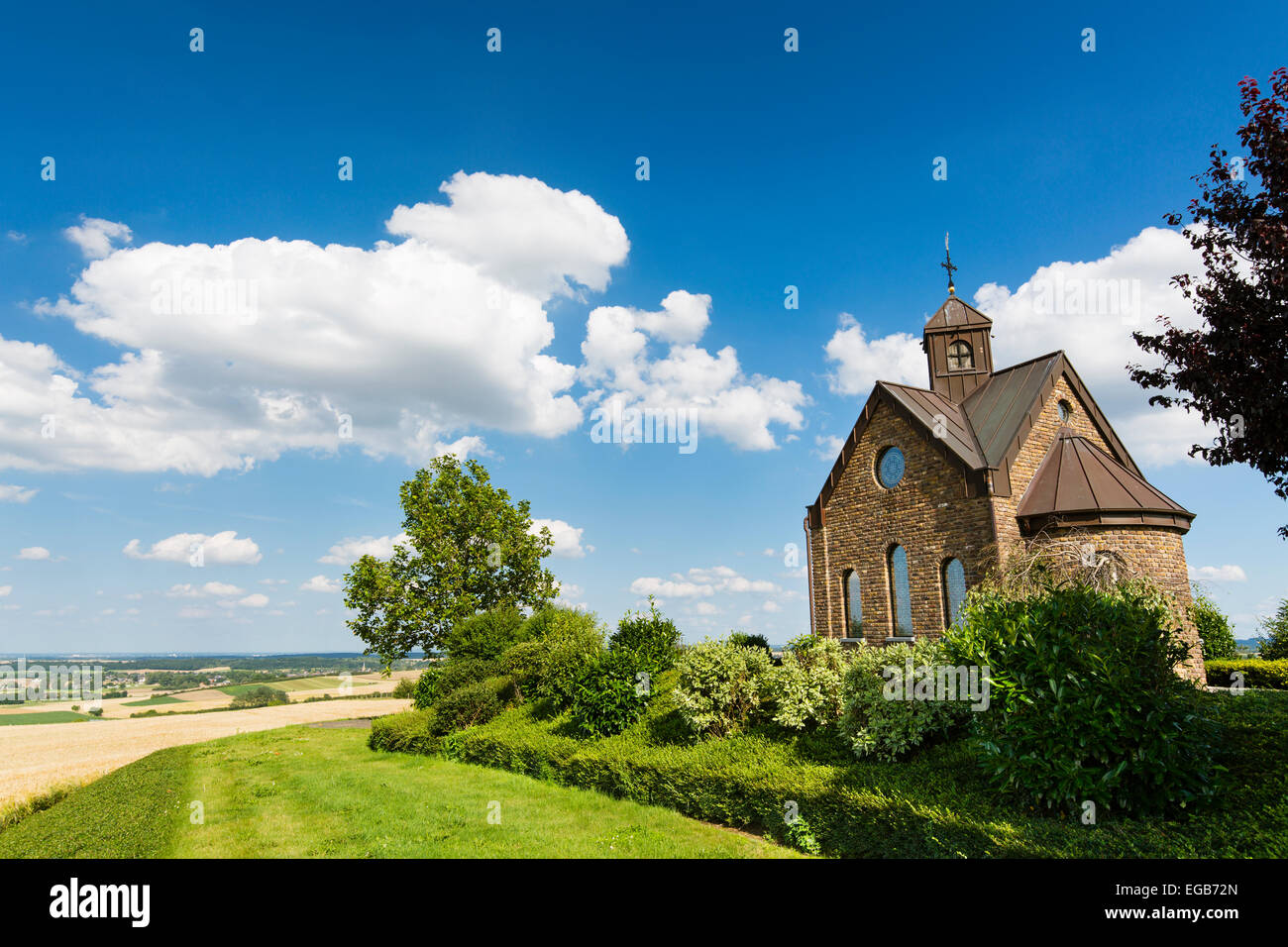 A little chapel on a hill overlooking beautiful landscape in the North ...