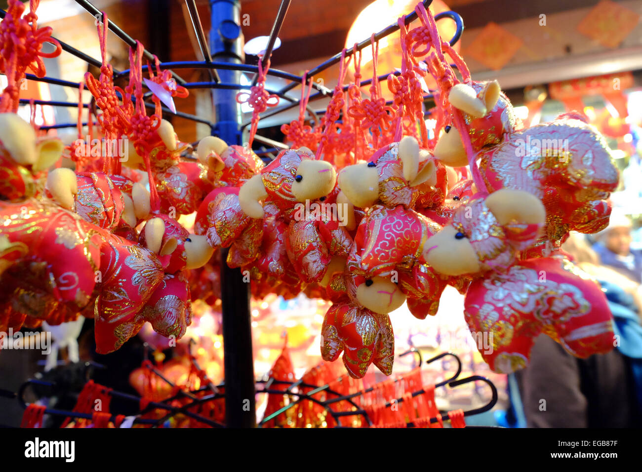 London, UK. 21st Feb, 2015. Good luck Sheep and goat charms for the ...
