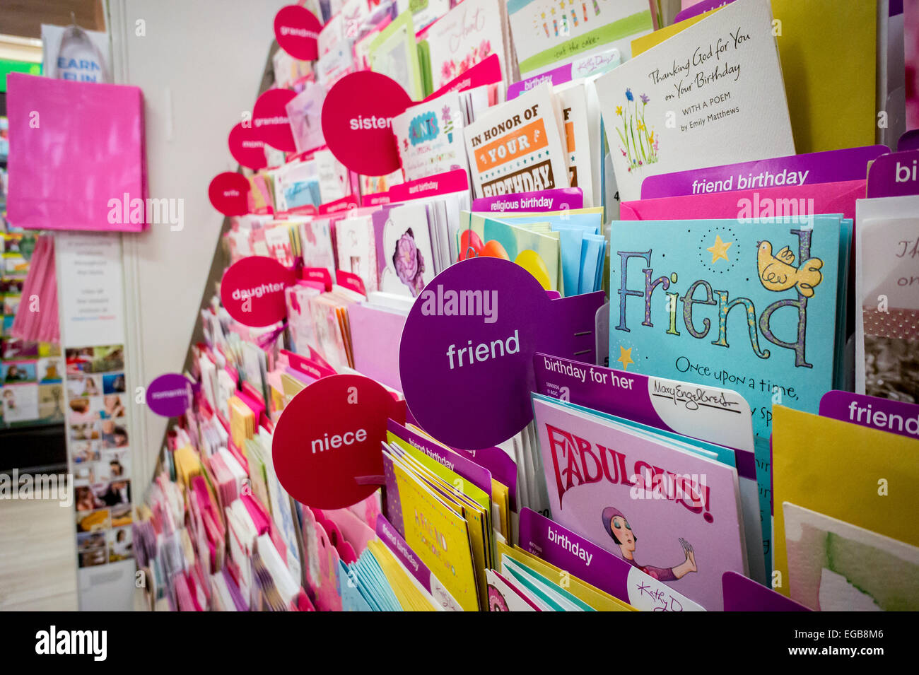 A selection of greeting cards are seen in a a display in a store in New ...