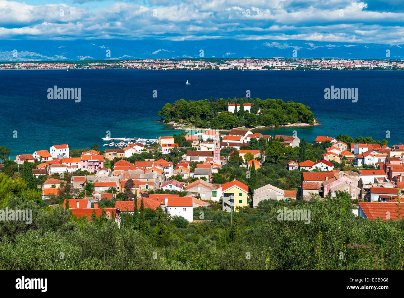 Town of Preko and the Dalmatian Coast from St. Michael's Fort, Uglijan ...
