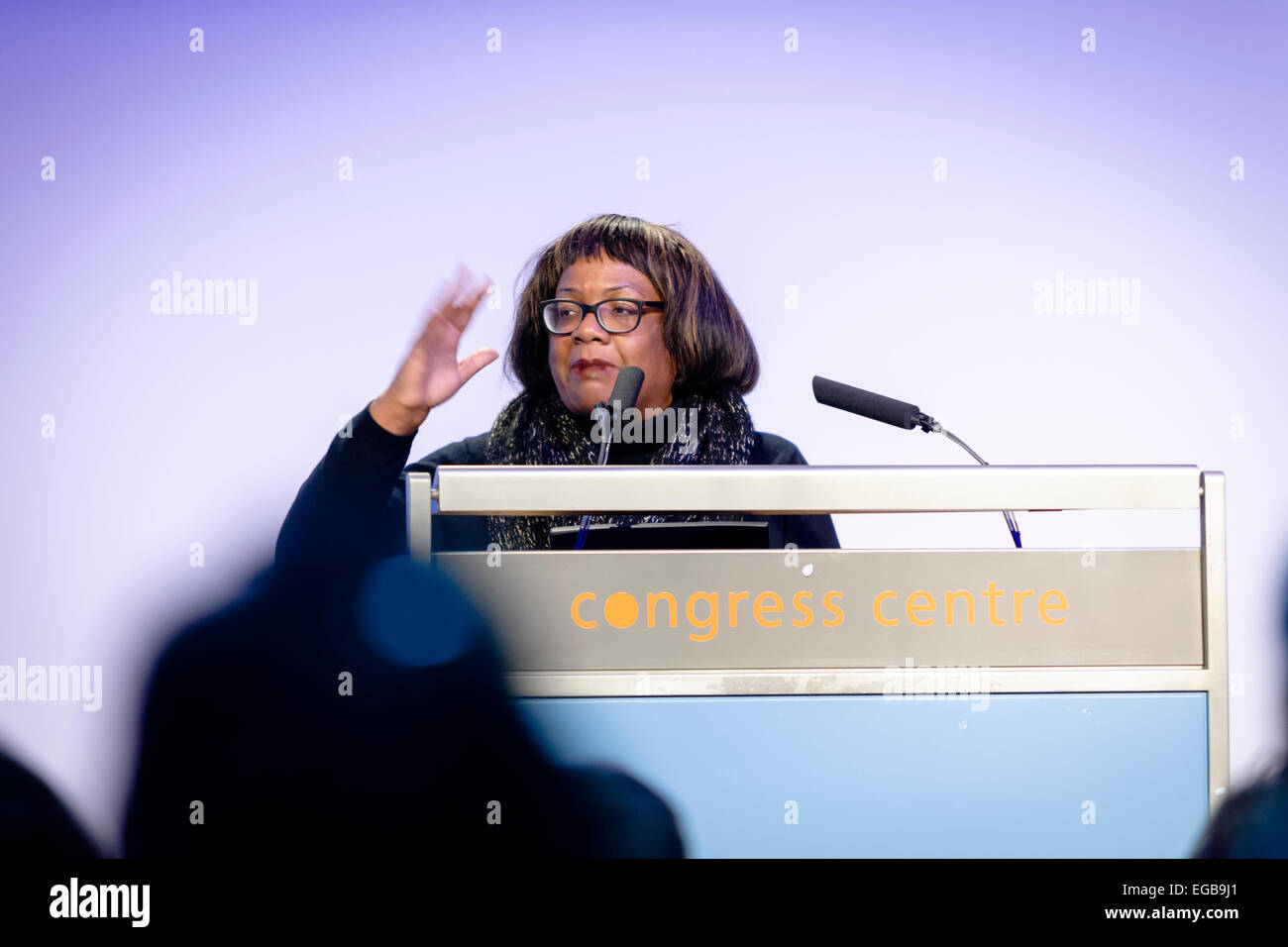 London, UK. 21st Feb, 2015. Diane Abbott MP for Hackney North and Stoke ...