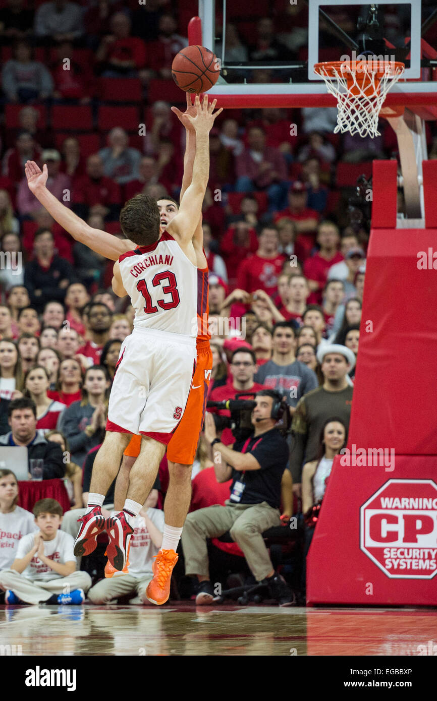 Raleigh, NC, USA. 21st Feb, 2015. NC State G Chris Corchiani Jr. (13 ...