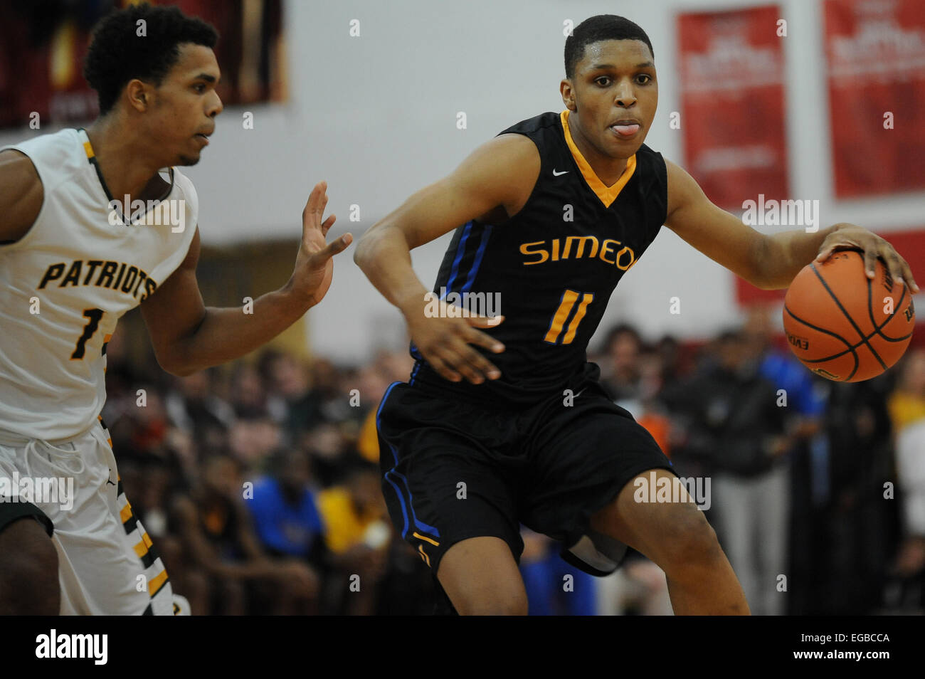 Skokie, IL, USA. 21st Feb, 2015. Simeon Wolverines' Zach Norvell (11 ...