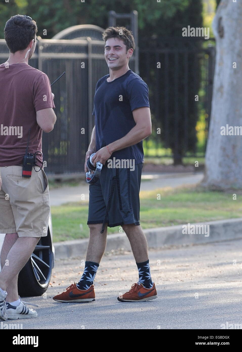 Zac Efron shows off his biceps on the set of his new movie "We Are Your ...