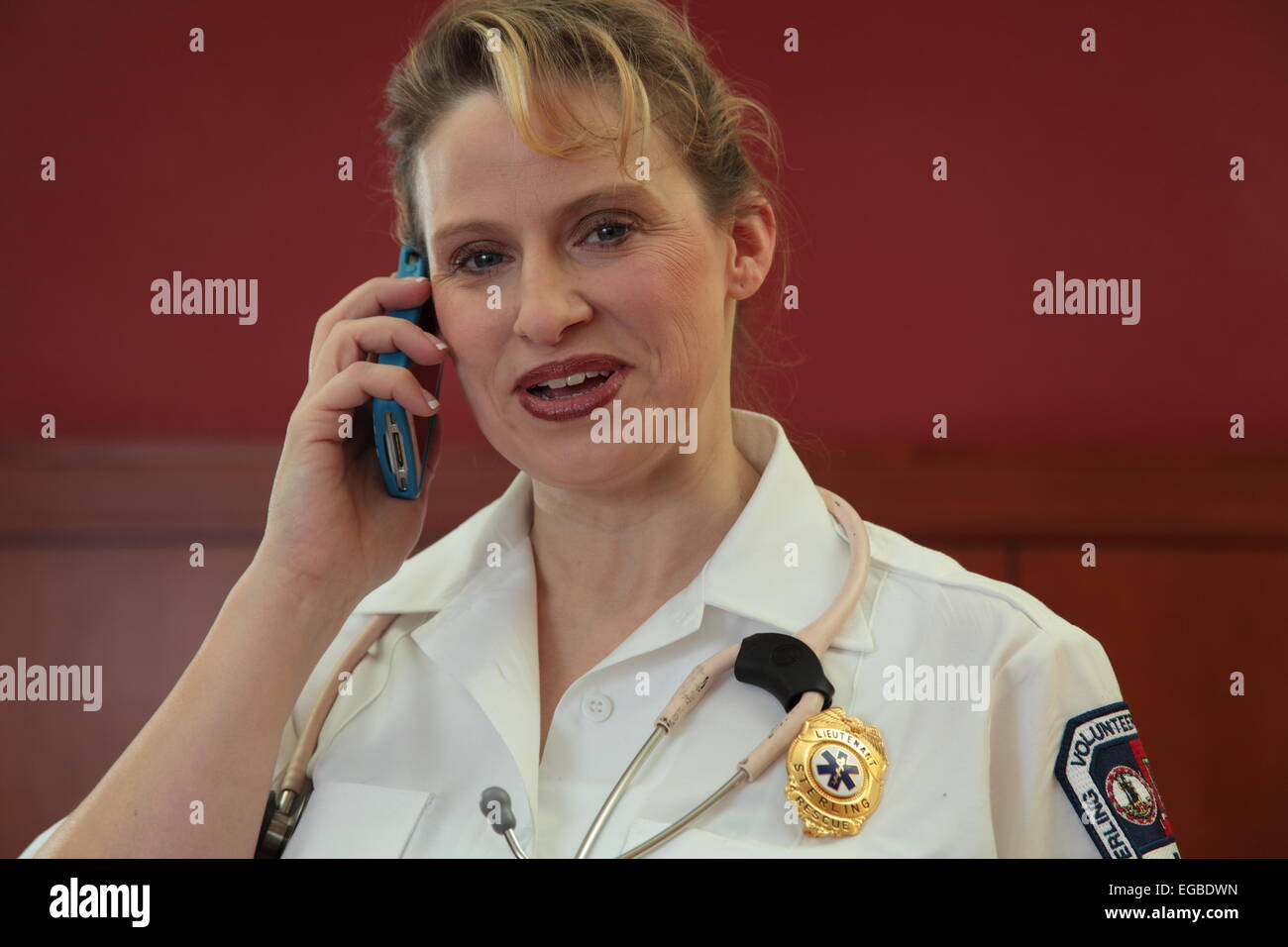 EMT on the phone Stock Photo - Alamy