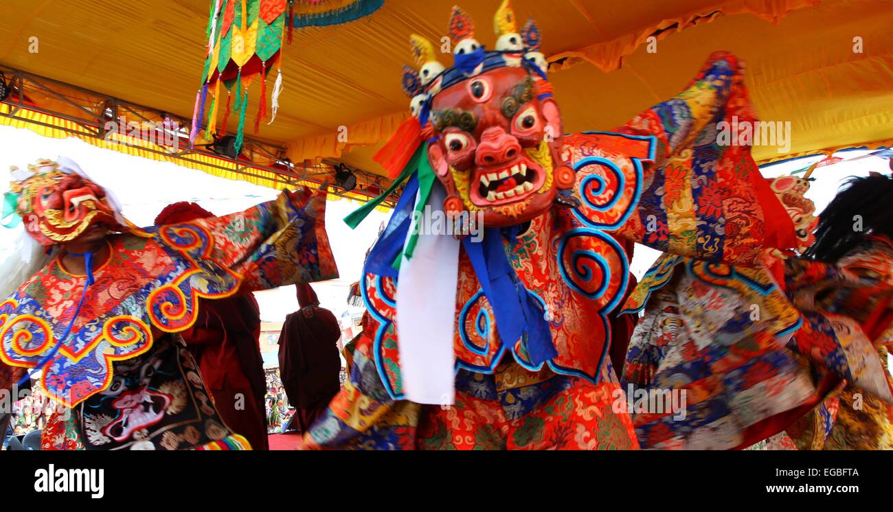 Kathmandu, Nepal. 21st Feb, 2015. People from Sherpa Community perform ...