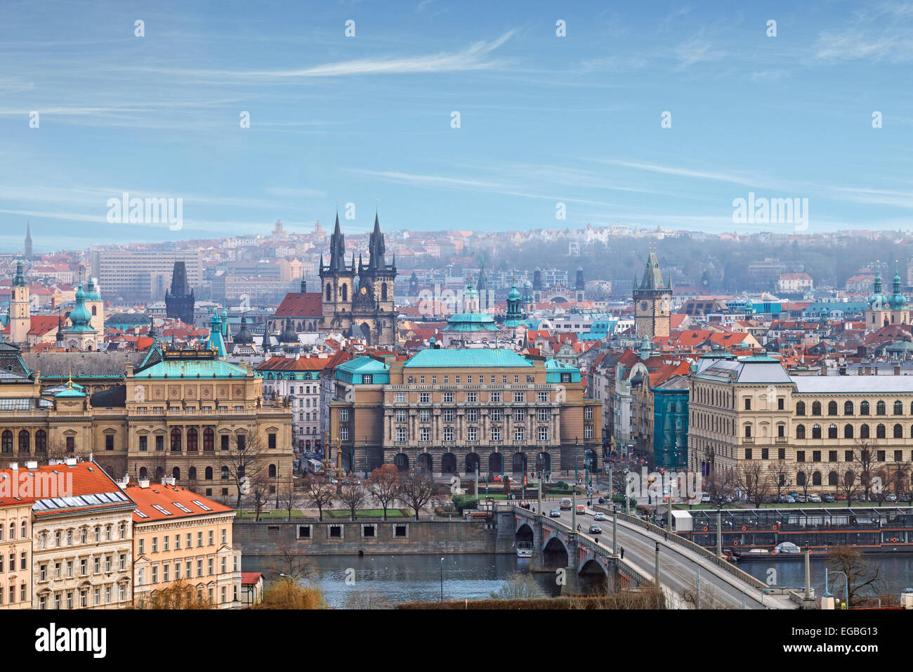 viewpoint panorama of Prague over the river Stock Photo - Alamy