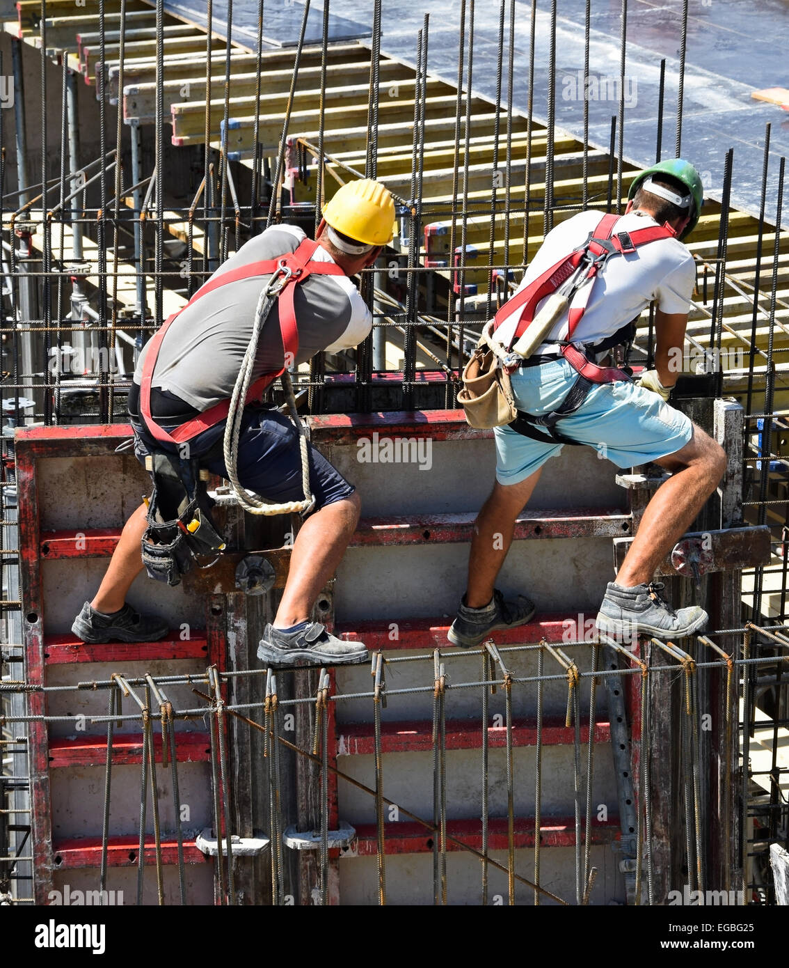 Construction workers are working at the construction site Stock Photo ...