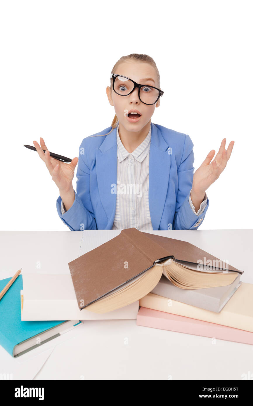 shocked, surprised student wearing glasses Stock Photo - Alamy
