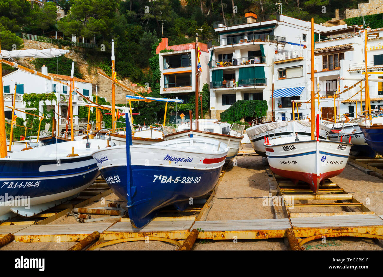 Fishing boats. Sa Riera, Begur. Costa Brava, Gerona. Catalonia, Spain ...