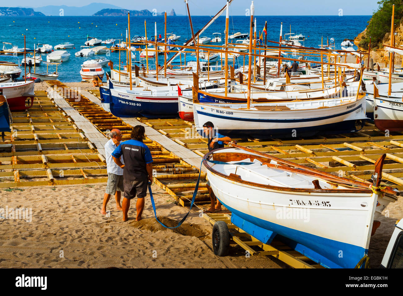 Fishing boats. Sa Riera, Begur. Costa Brava, Gerona. Catalonia, Spain ...