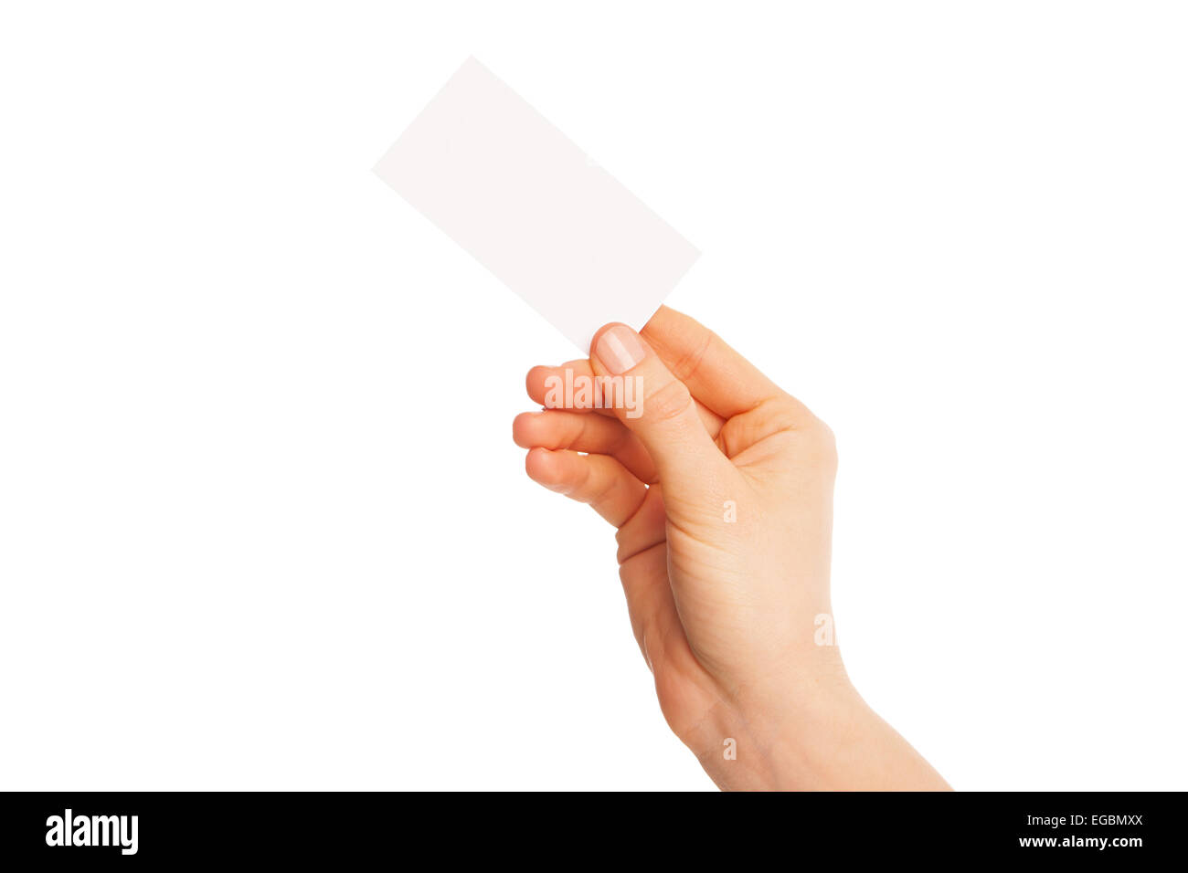 in hand blank sheet of white paper held diagonally Stock Photo - Alamy