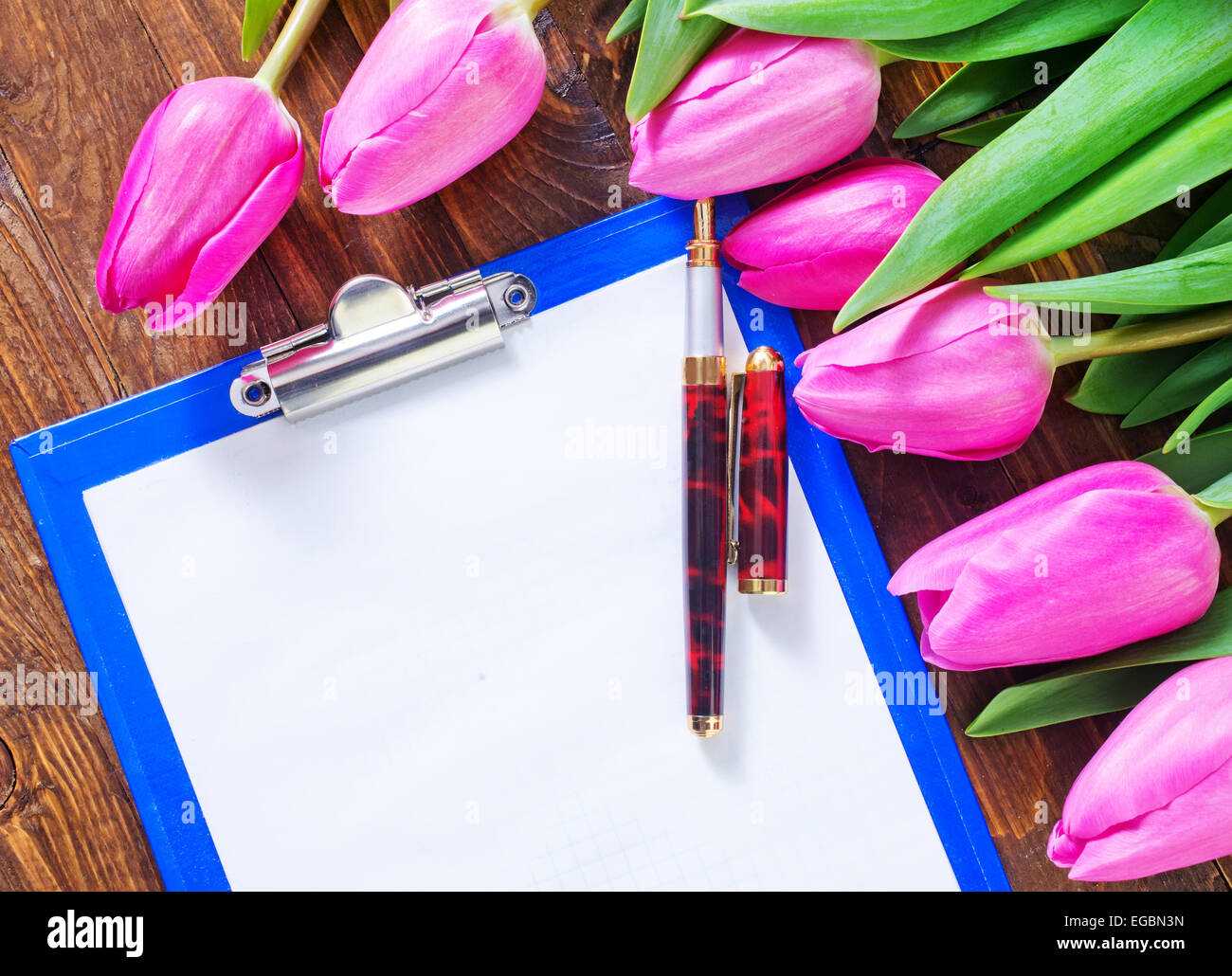 tulips and note Stock Photo - Alamy