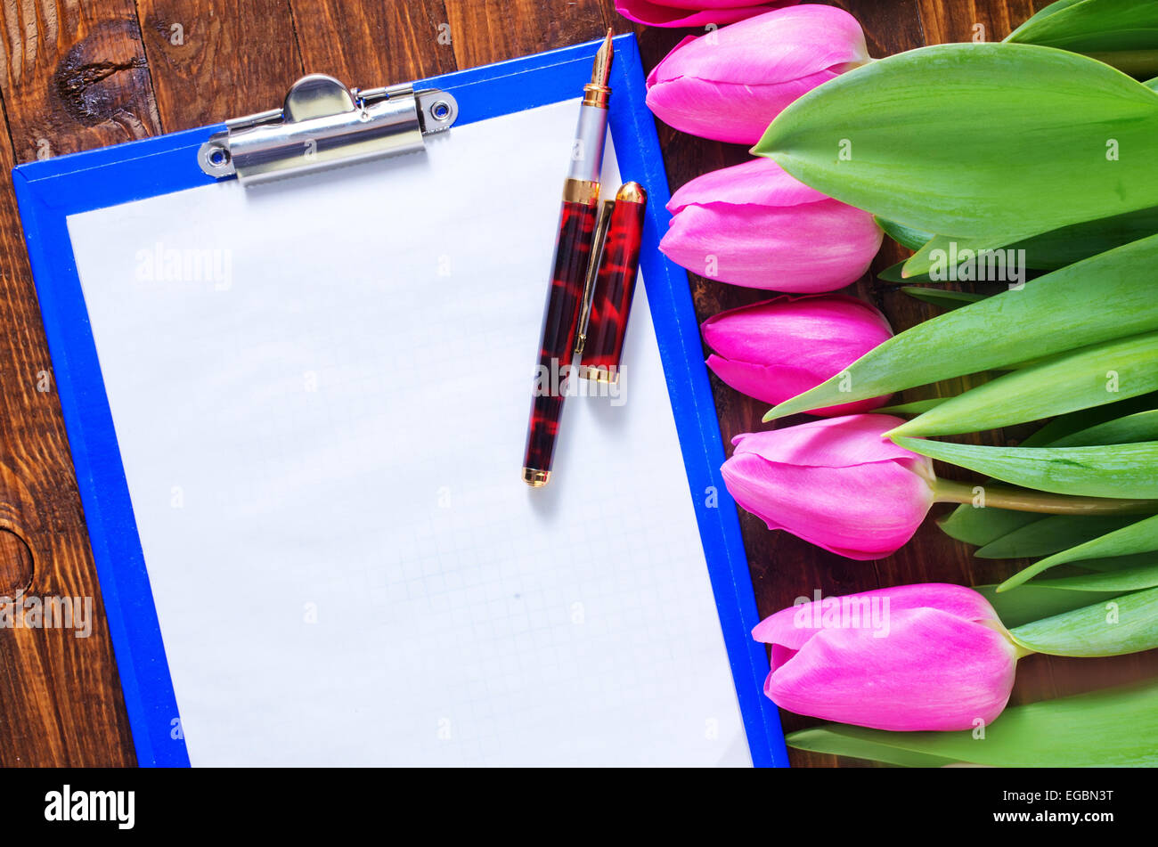 tulips and note Stock Photo - Alamy
