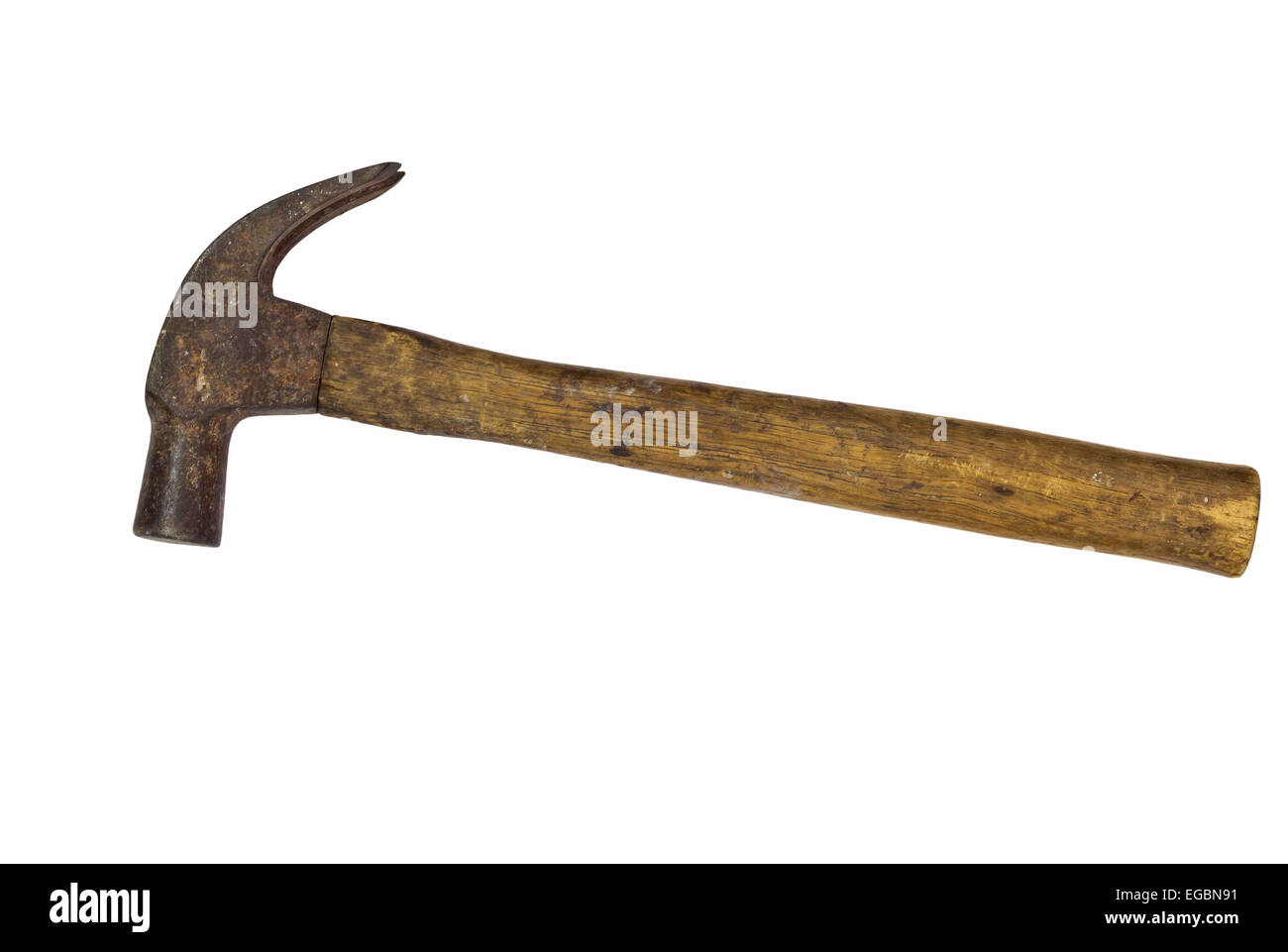Old and rusty hammer isolated on white background and clipping path ...