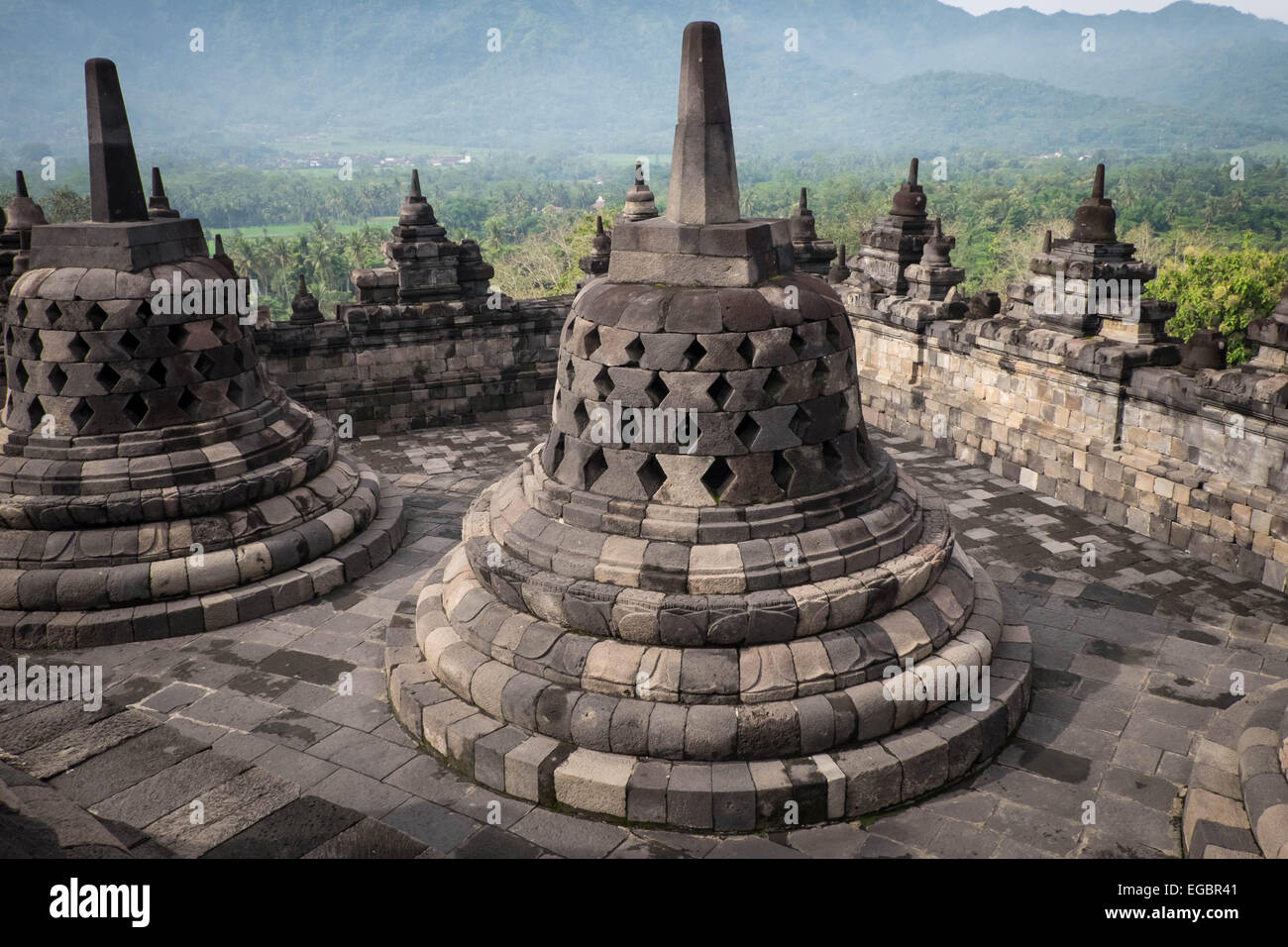 View from the top of Borobudur temple, Indonesia Stock Photo - Alamy
