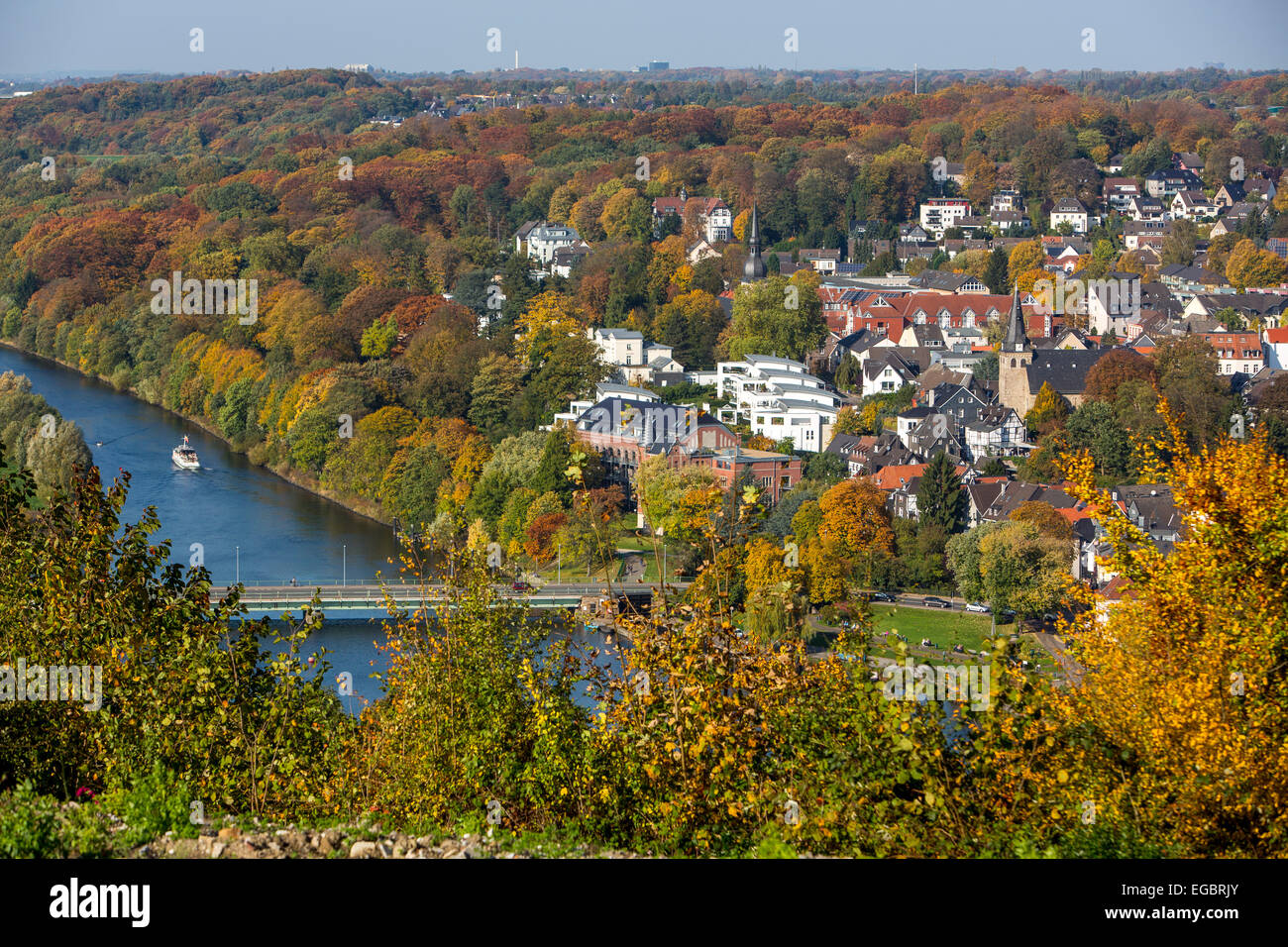 Kettwig, southern part of the town Essen, at river Ruhr, old town Stock ...