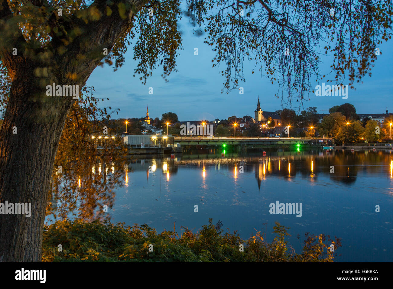 Kettwig, southern part of the town Essen, at river Ruhr, old town Stock ...