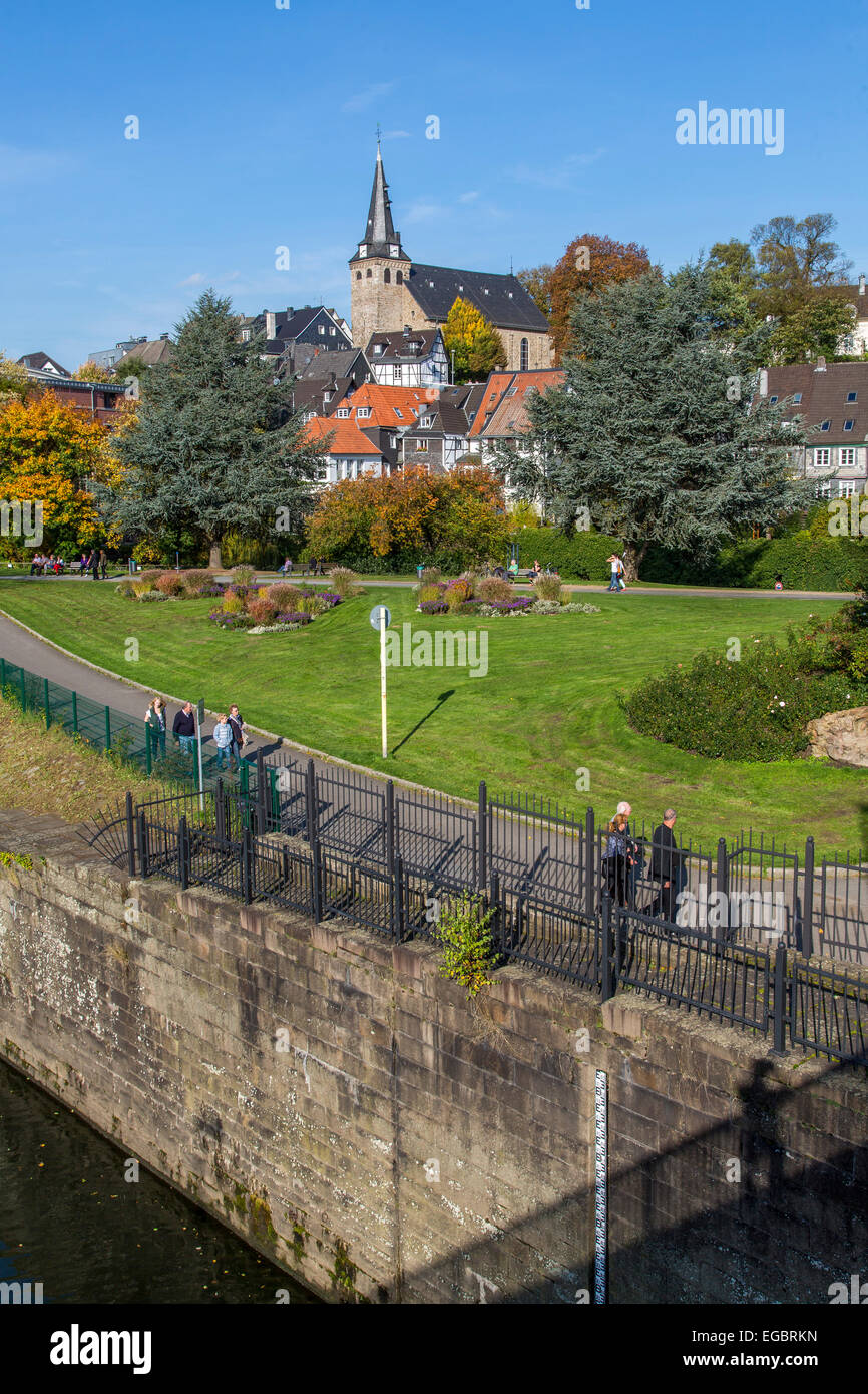 Kettwig, southern part of the town Essen, at river Ruhr, old town Stock ...