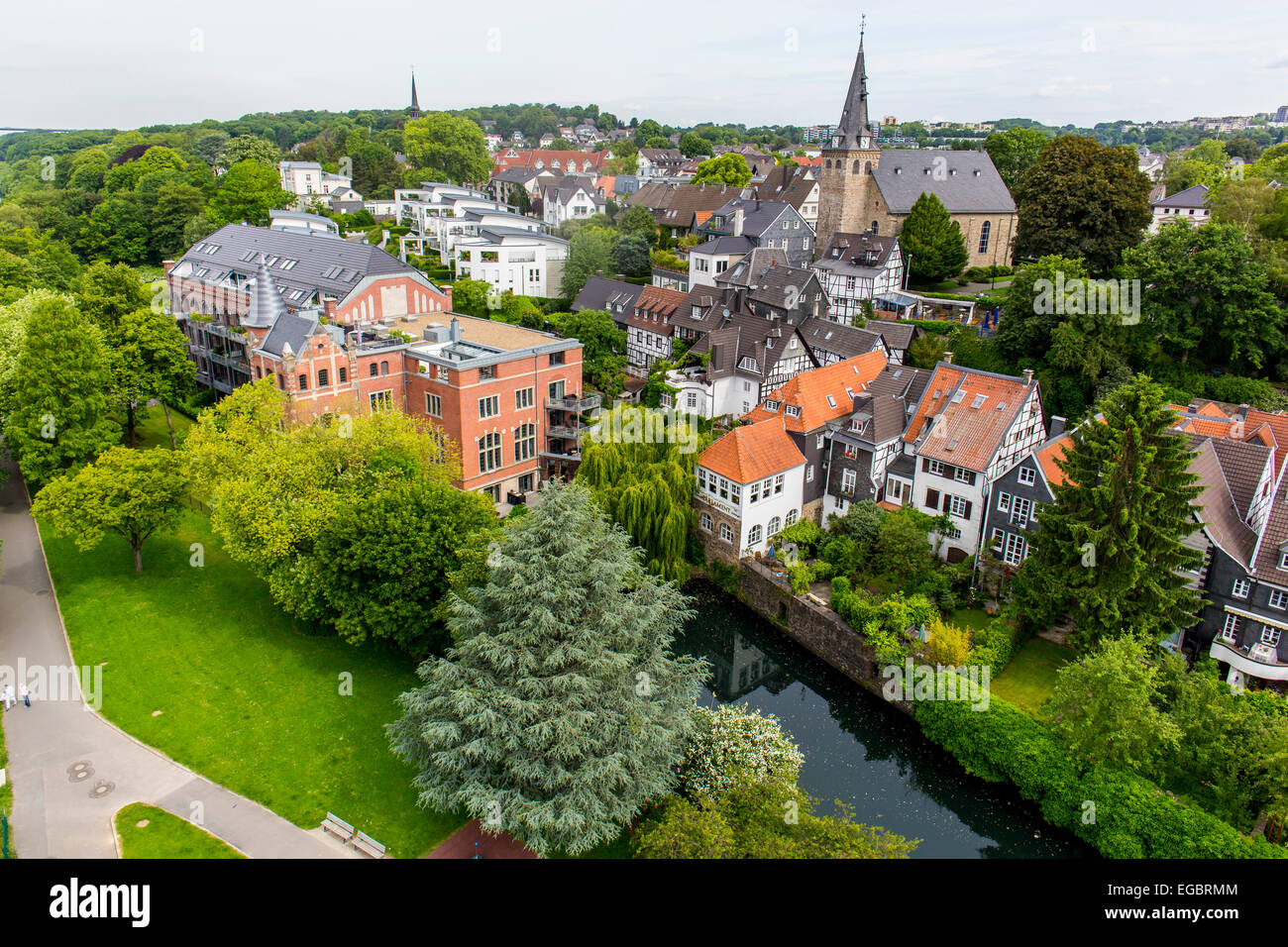 Kettwig, southern part of the town Essen, at river Ruhr, old town Stock ...