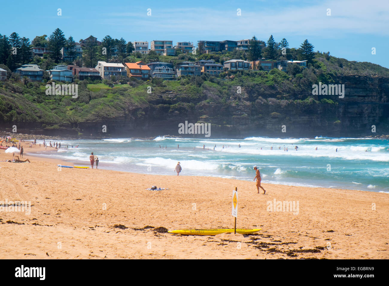 view of Bilgola beach, a popular beach and one of Sydneys famous ...