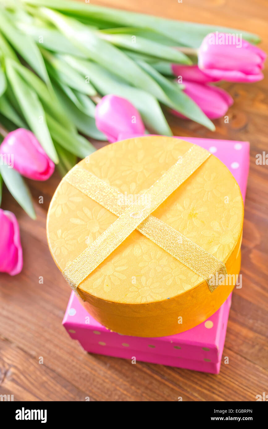 present and tulips Stock Photo - Alamy