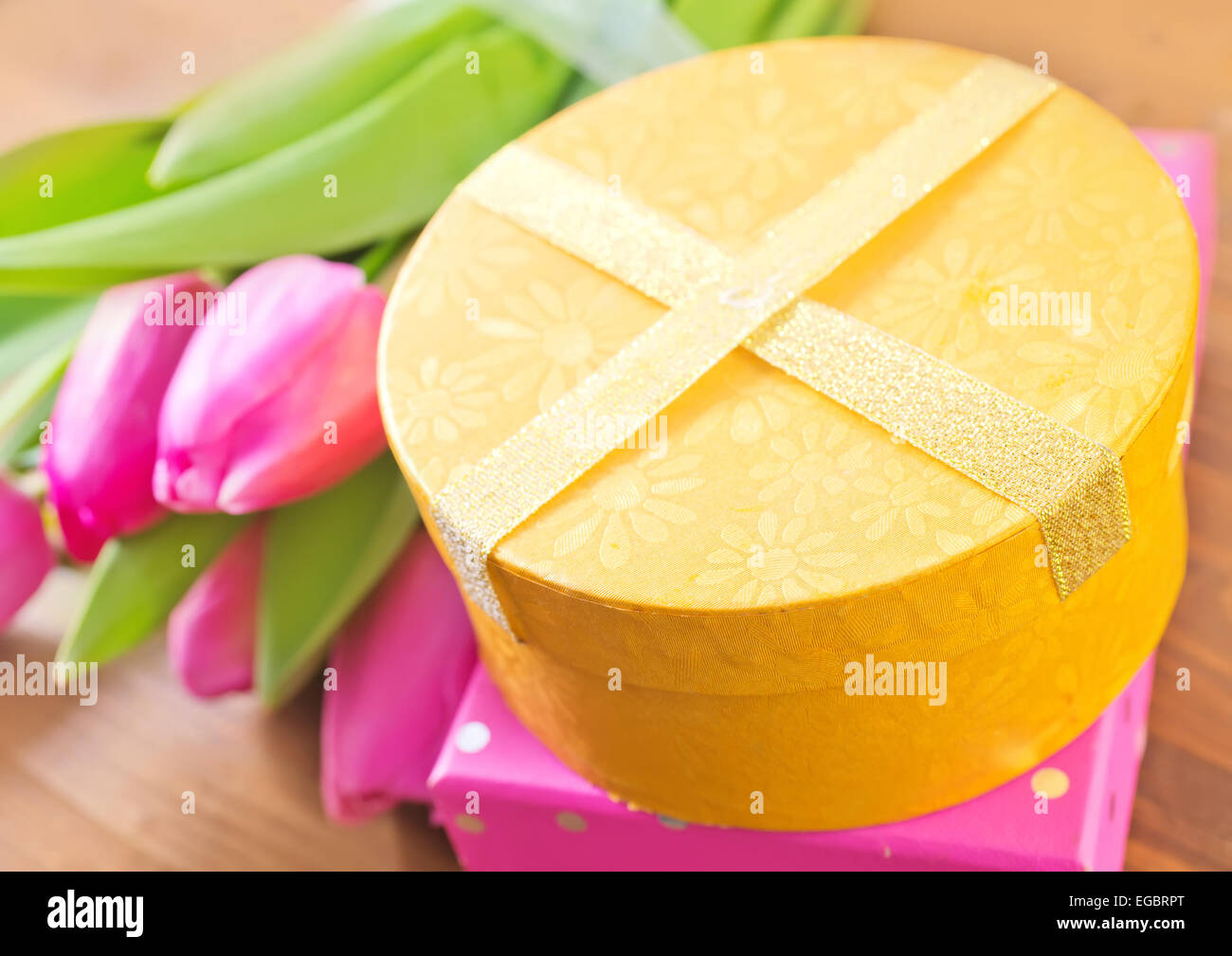present and tulips Stock Photo - Alamy