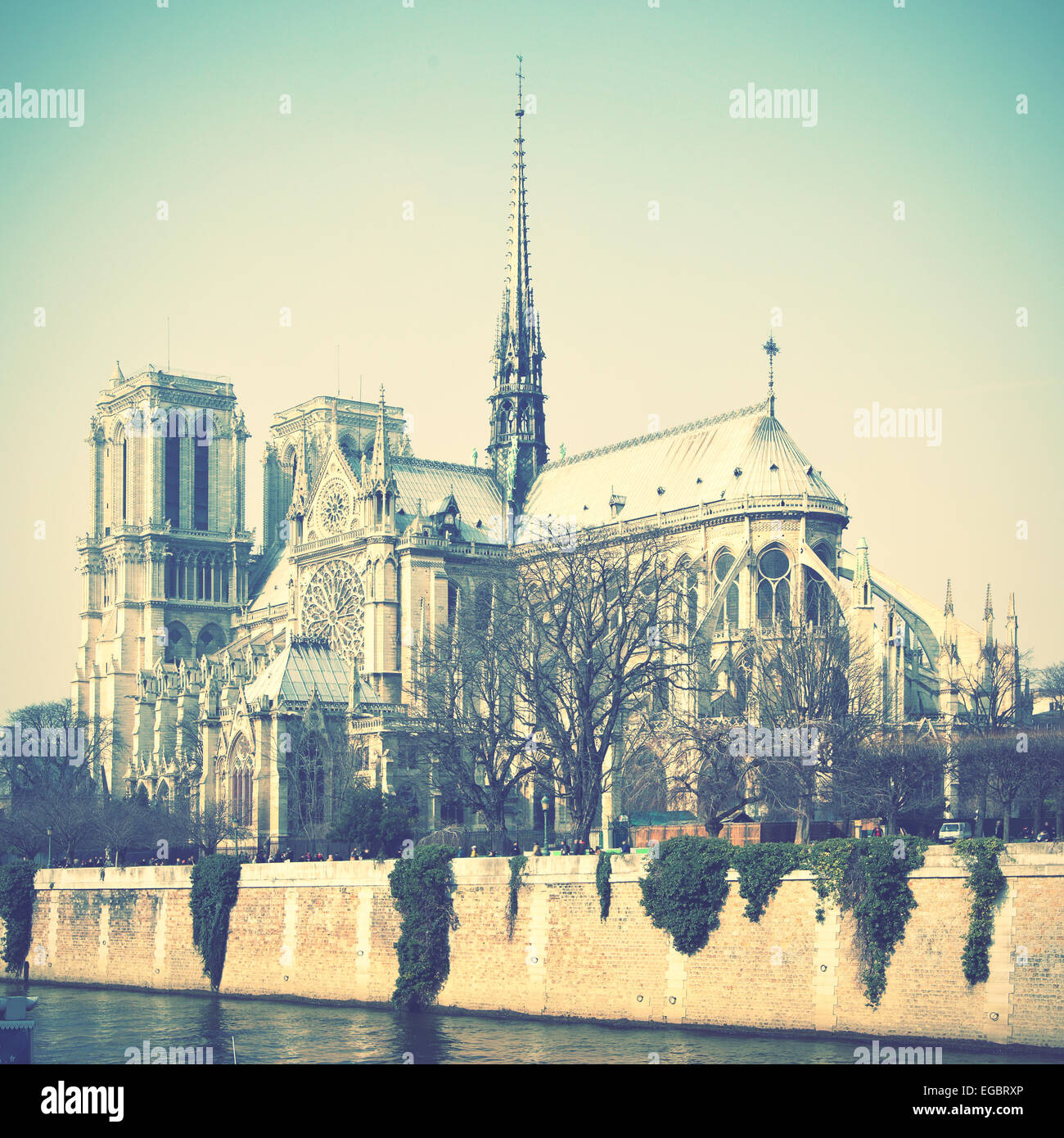 Side view notre dame cathedral paris hi-res stock photography and ...