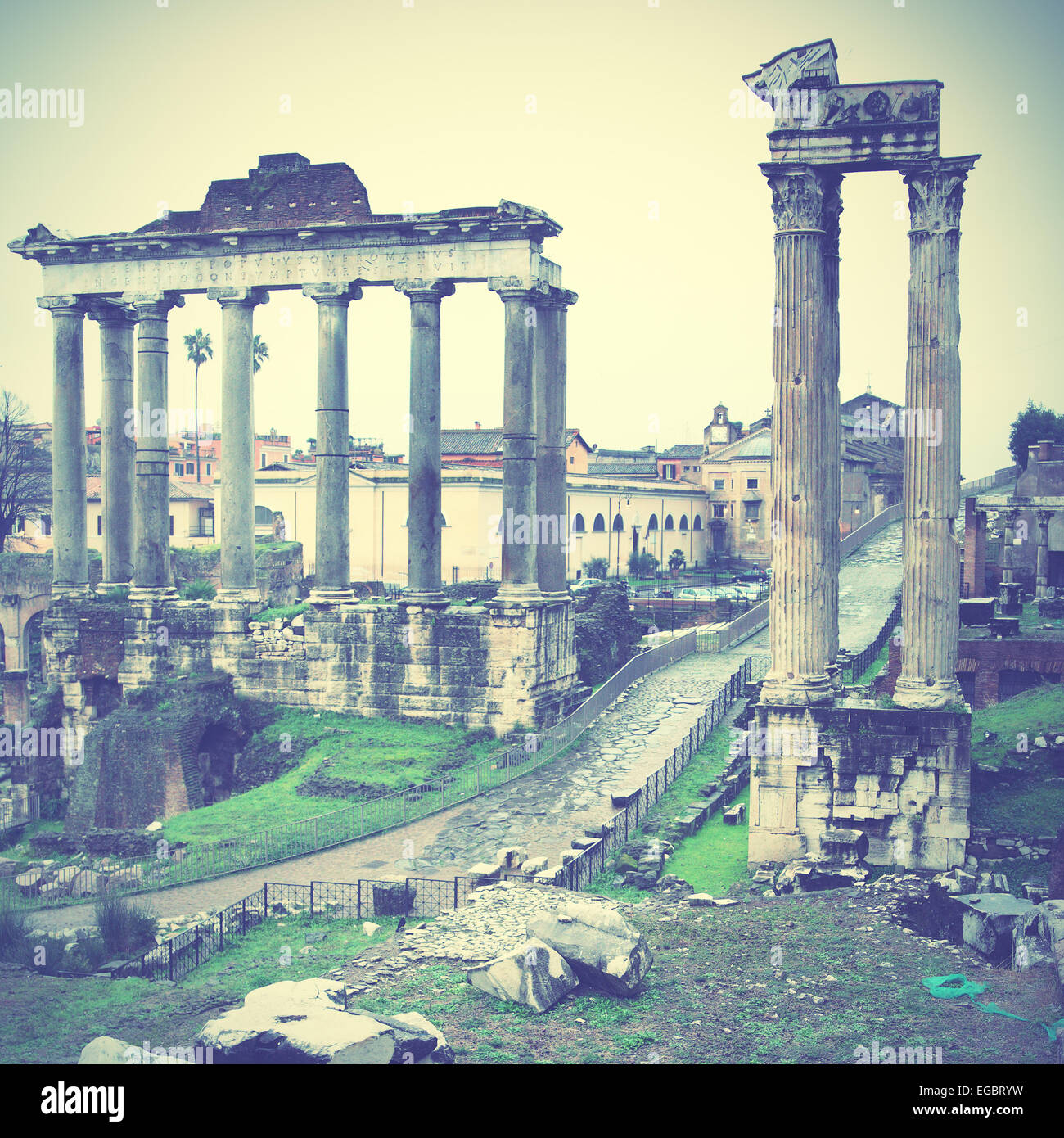 Vintage image of the roman forum rome hi-res stock photography and ...