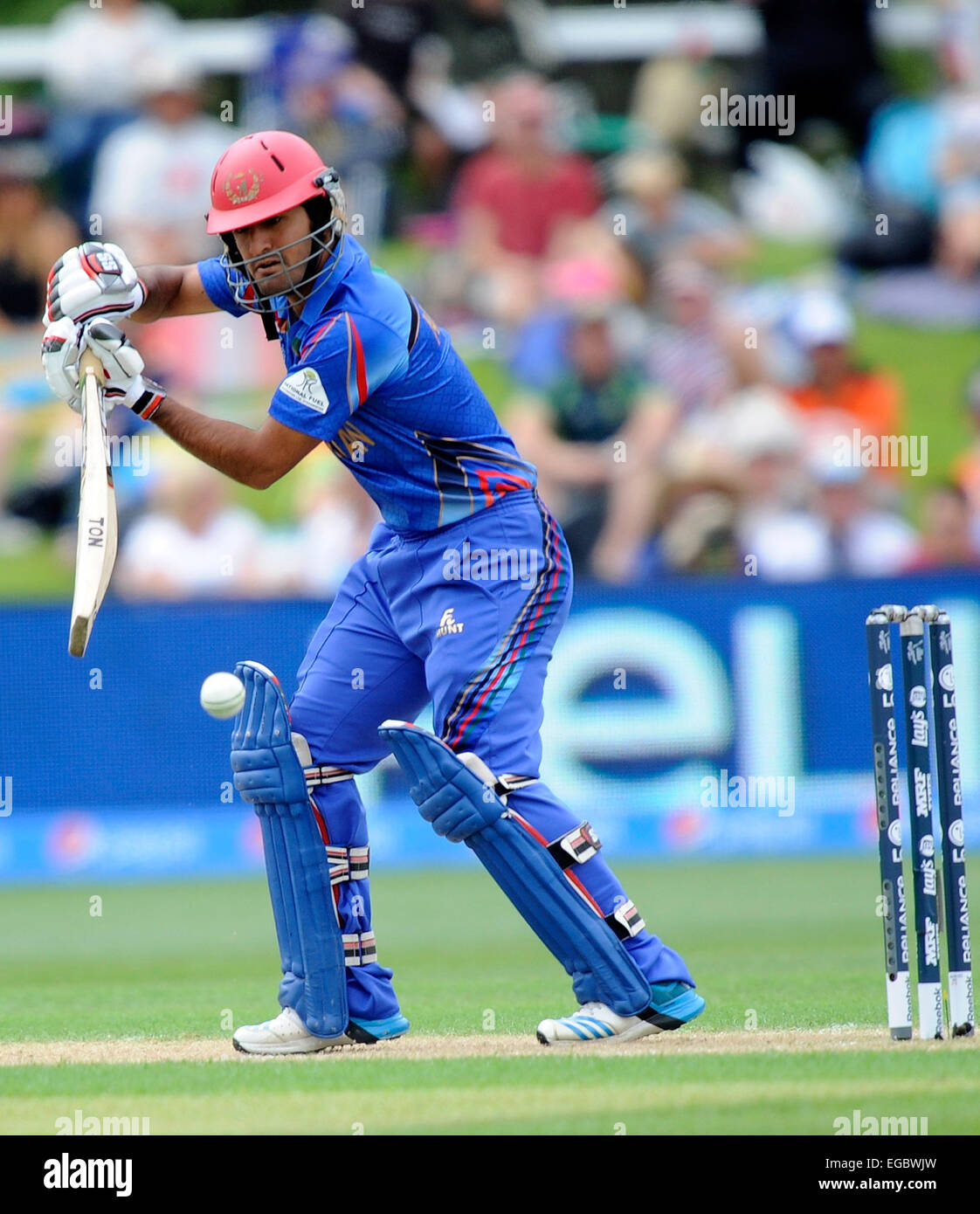 Dunedin, New Zealand. 22nd Feb, 2015. Najib Zadran battiing for ...