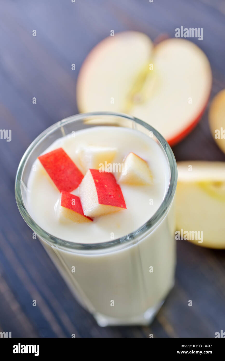 yogurt with red apple Stock Photo - Alamy