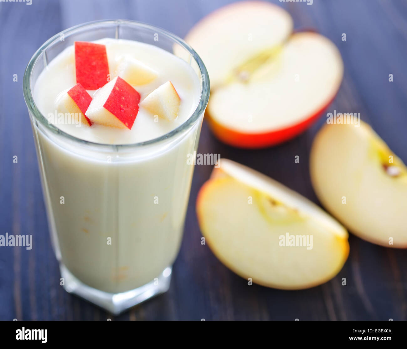 yogurt with red apple Stock Photo - Alamy