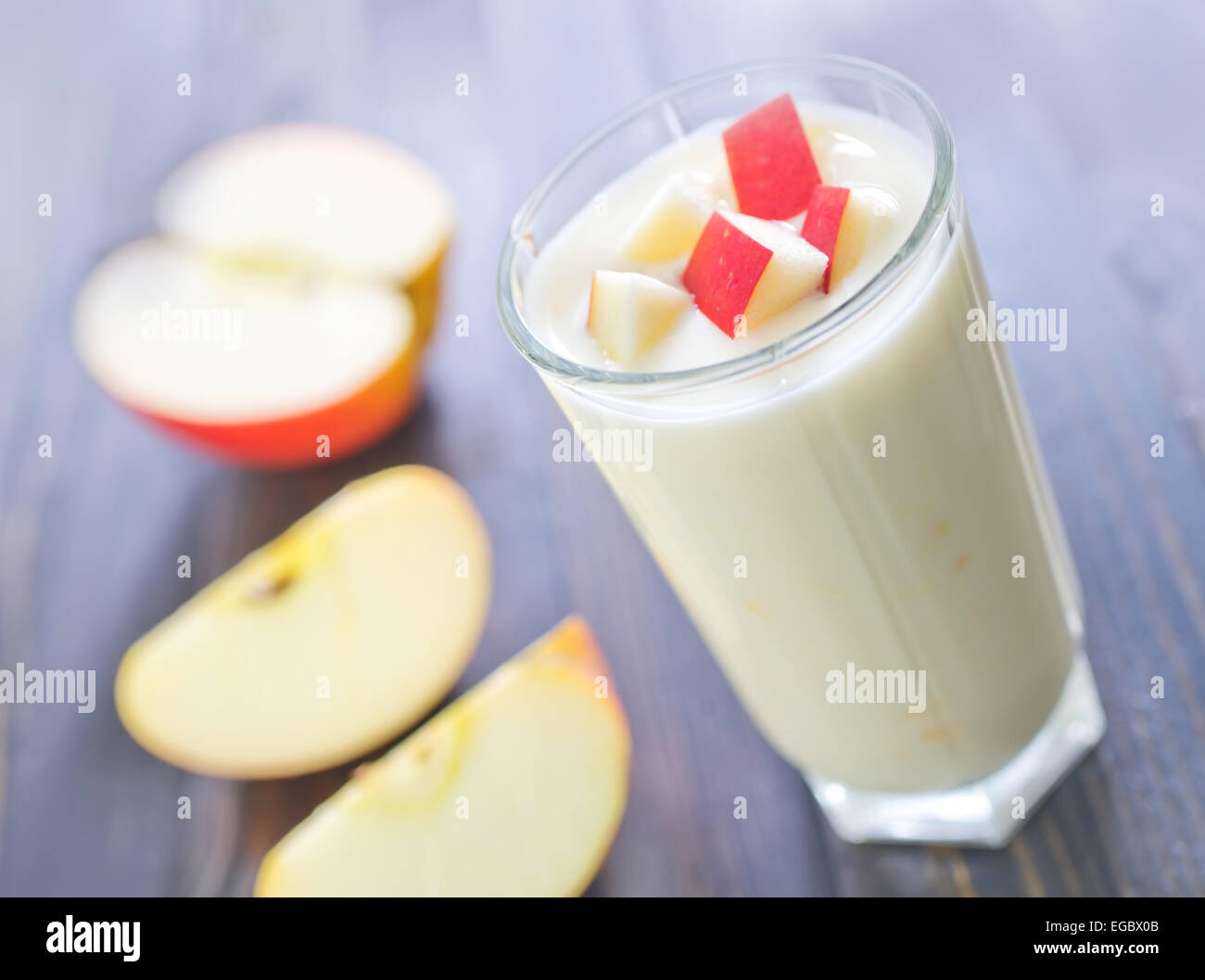 yogurt with red apple Stock Photo - Alamy