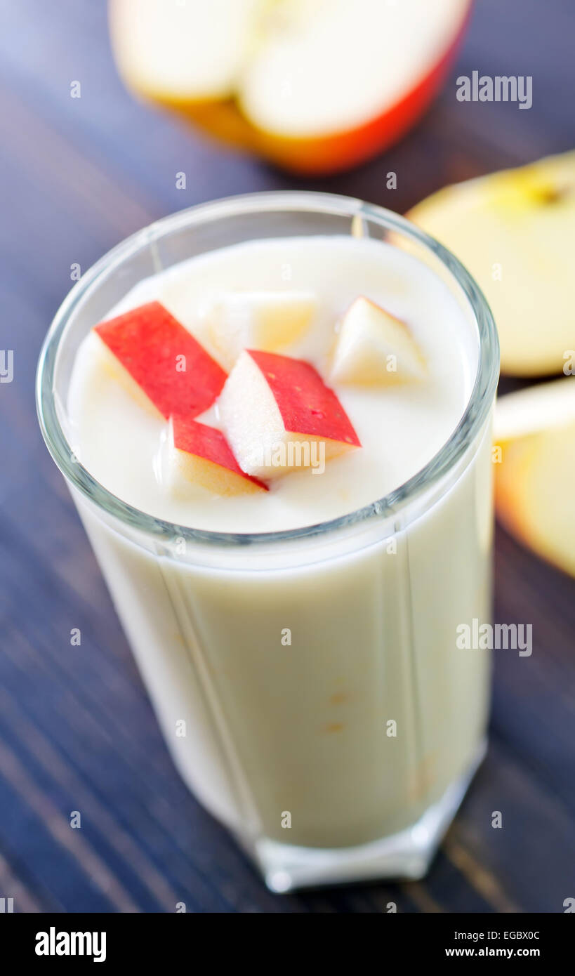 yogurt with red apple Stock Photo - Alamy