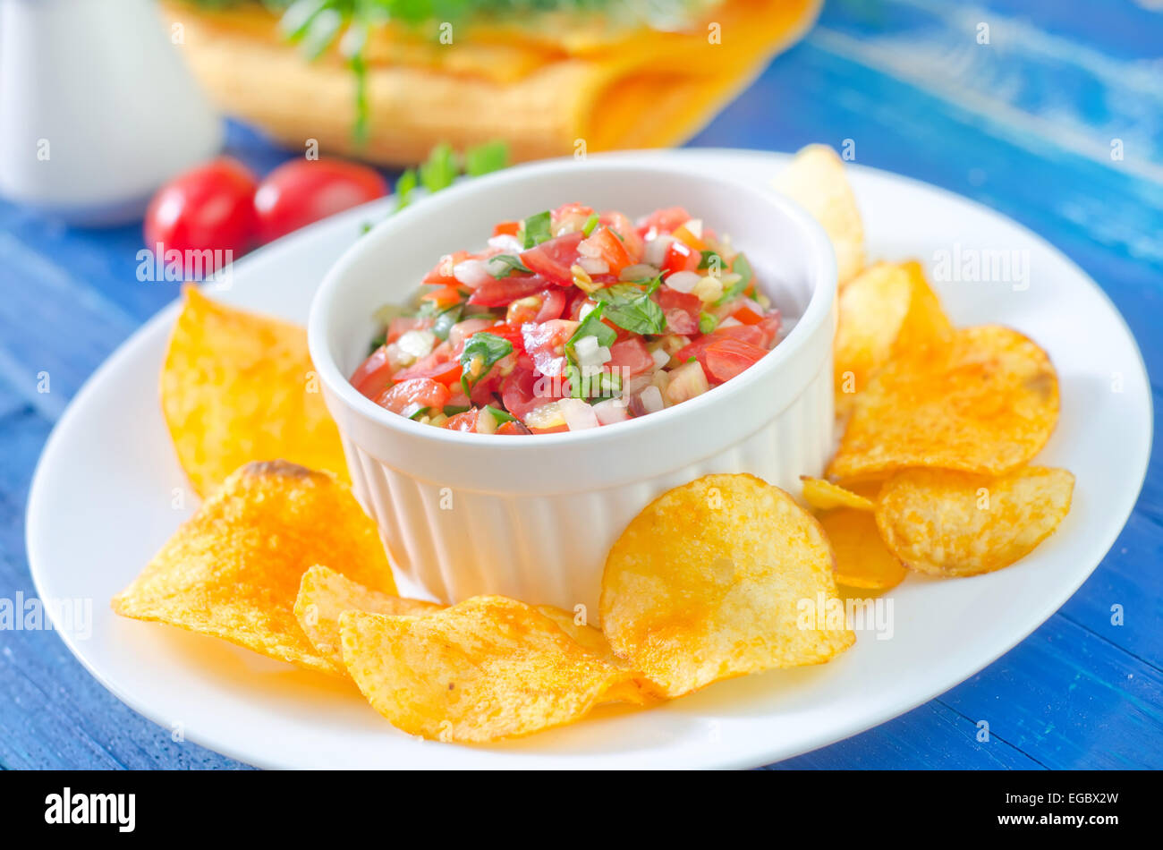 nachos with salsa Stock Photo - Alamy